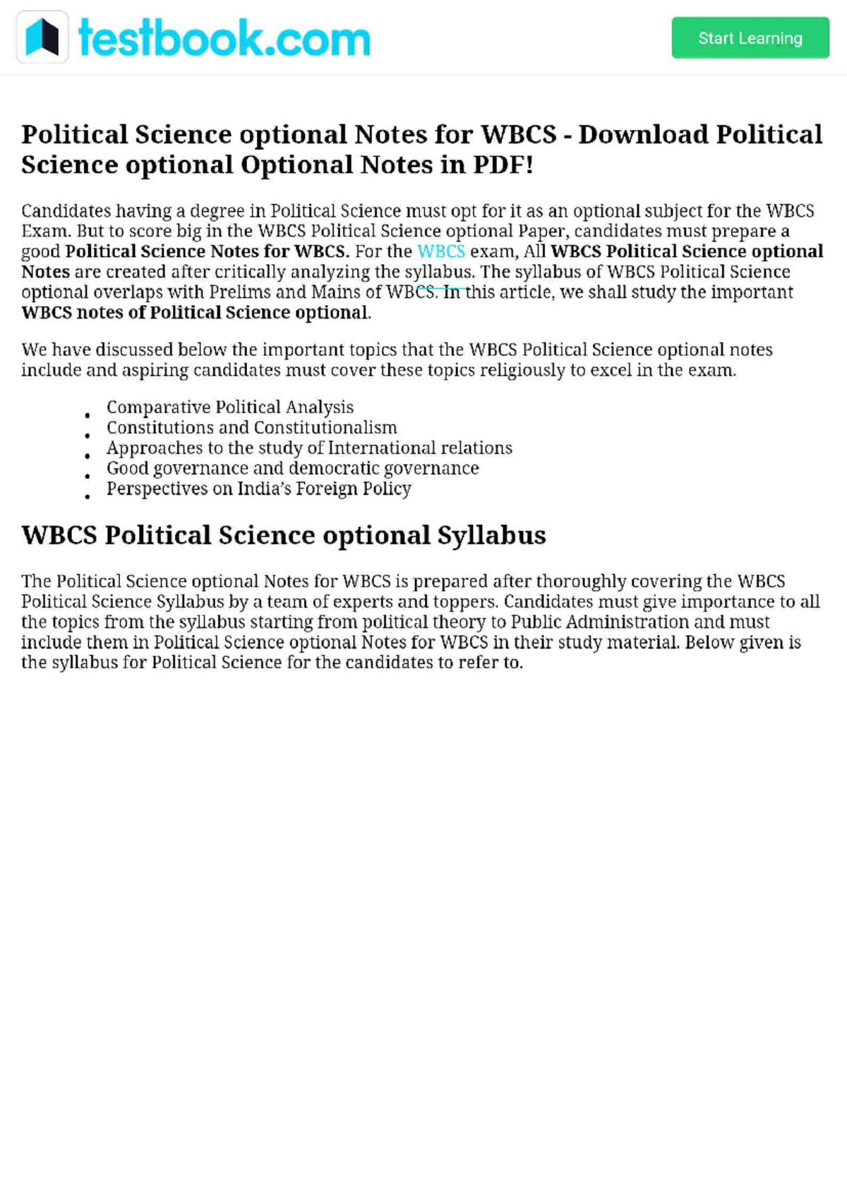 Political Science optional Notes for WBCS - Download Political Science ...