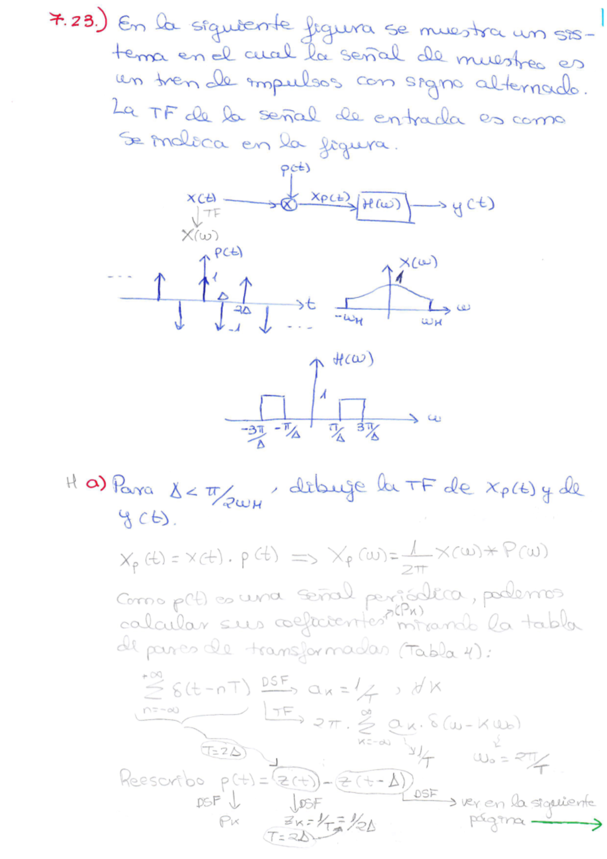 Ejercicio 7.23 - ejerc - 7.) En la siguiente figura se muestra un SIS- tema en el cual la senal ...