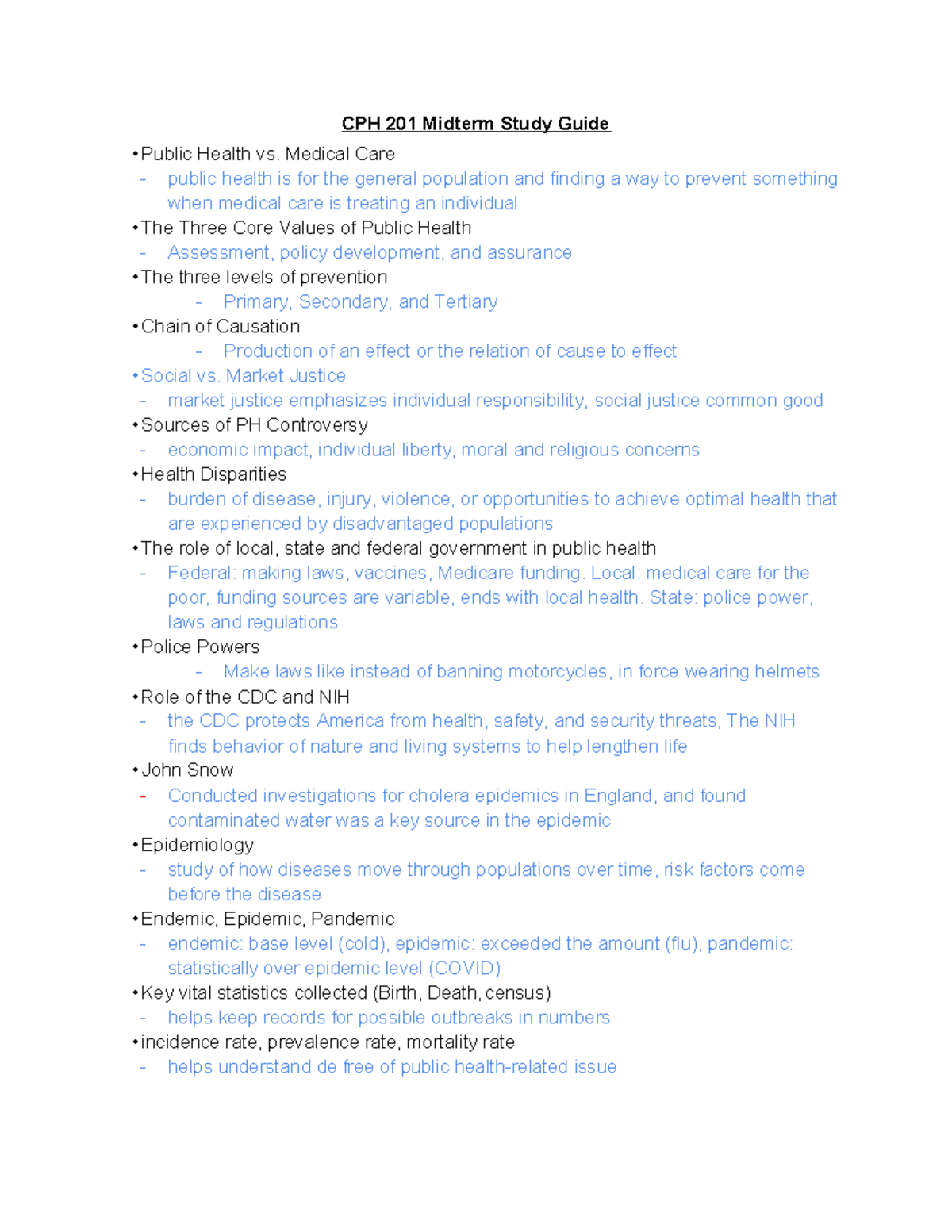 CPH 201 Midterm Study Guide - CPH 201 Midterm Study Guide Public Health ...