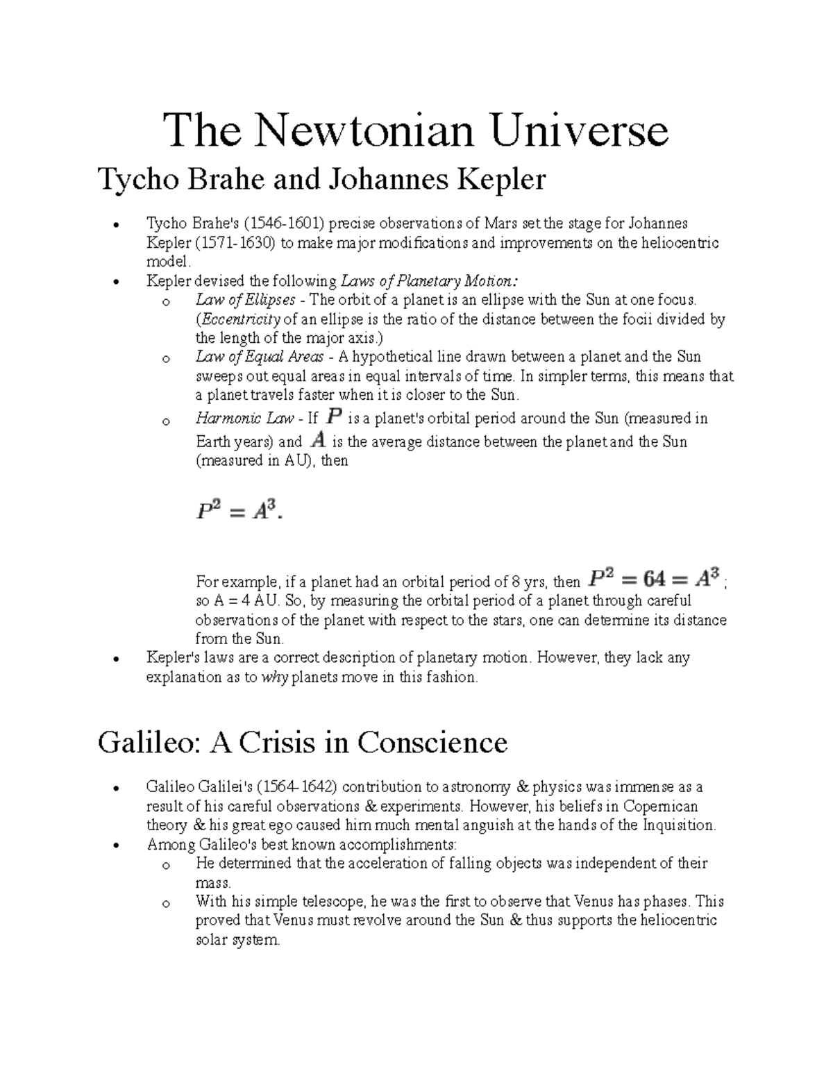 Astr 3 - astronomy lecture notes 3 - The Newtonian Universe Tycho Brahe ...