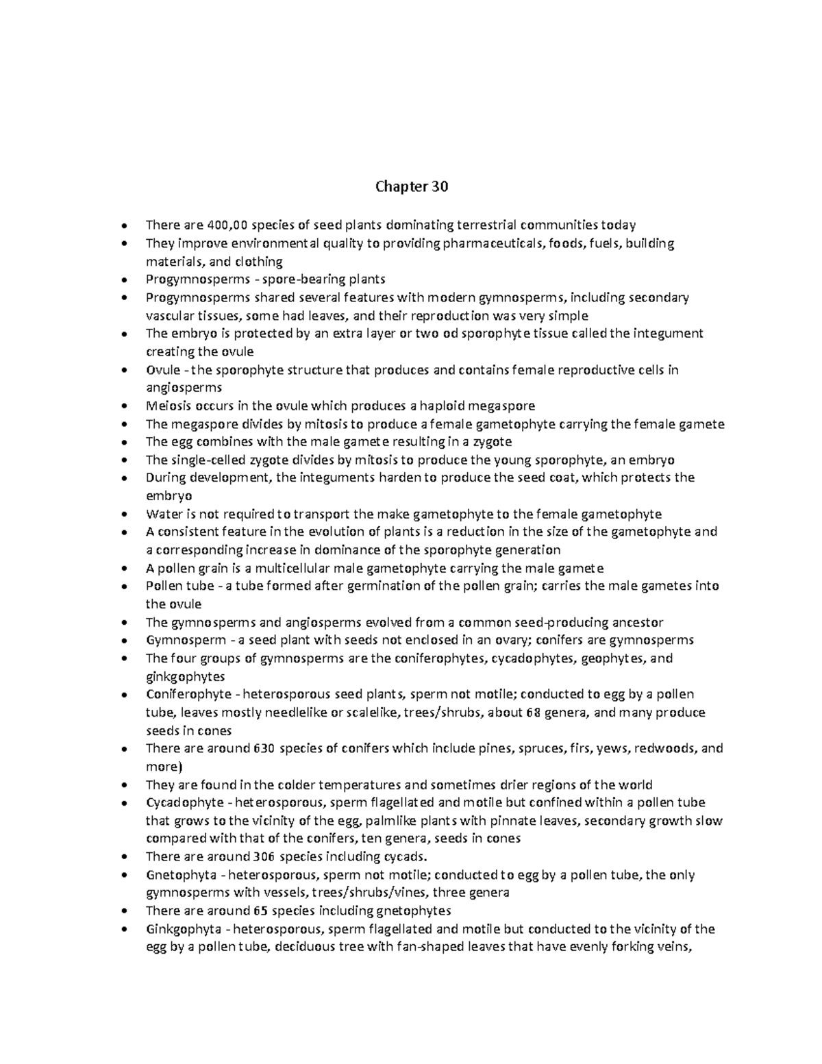 Chapter 30 General Biology 2 - Chapter 30 • There are 400,00 species of ...