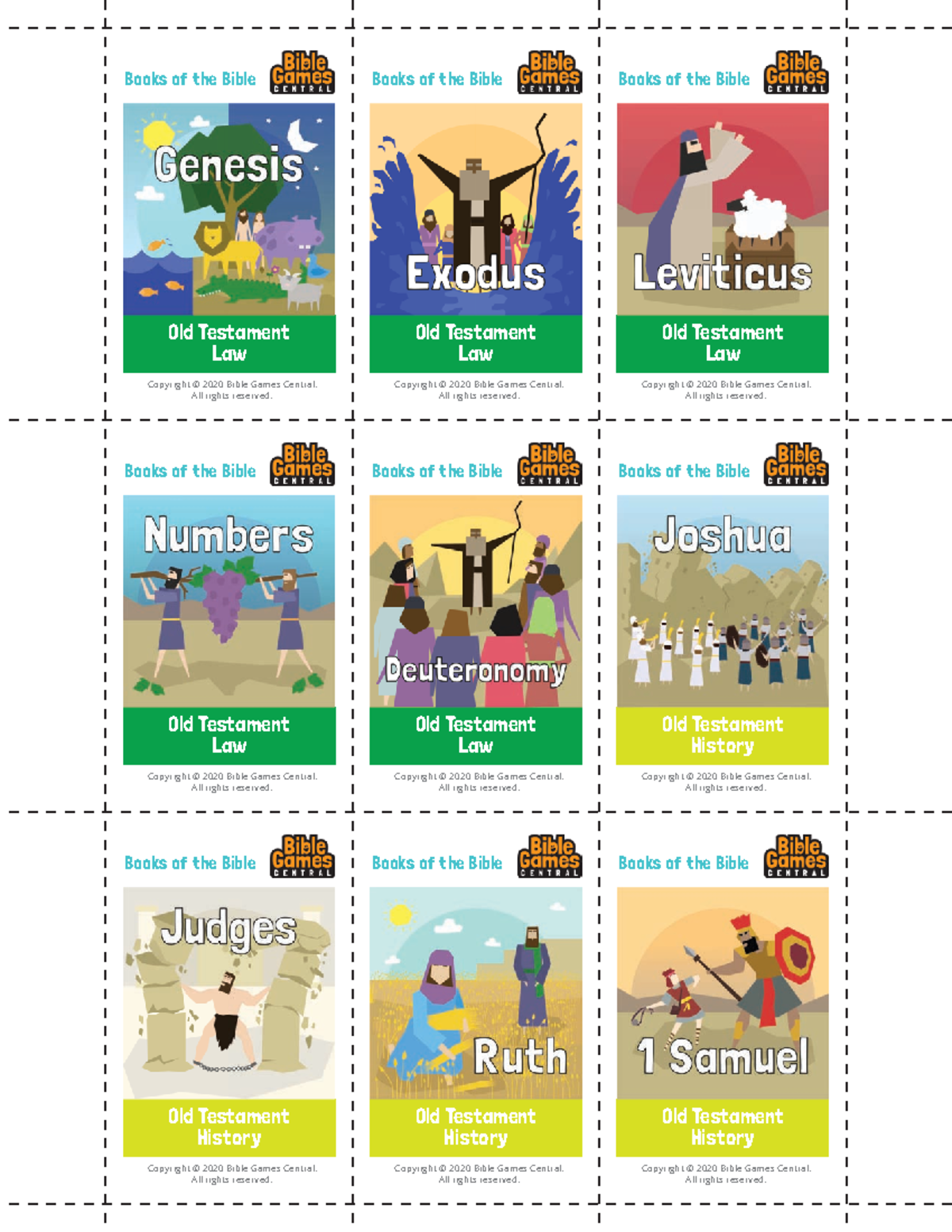 Books of the Bible Cards - Copyright © 2020 Bible Games Central. All ...