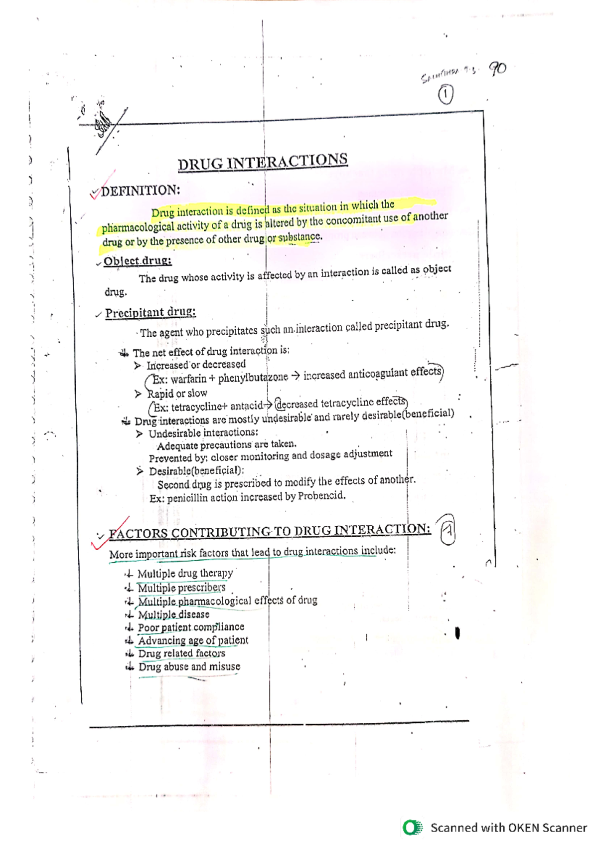Drug intraction - Notes - Pharmacy - Studocu
