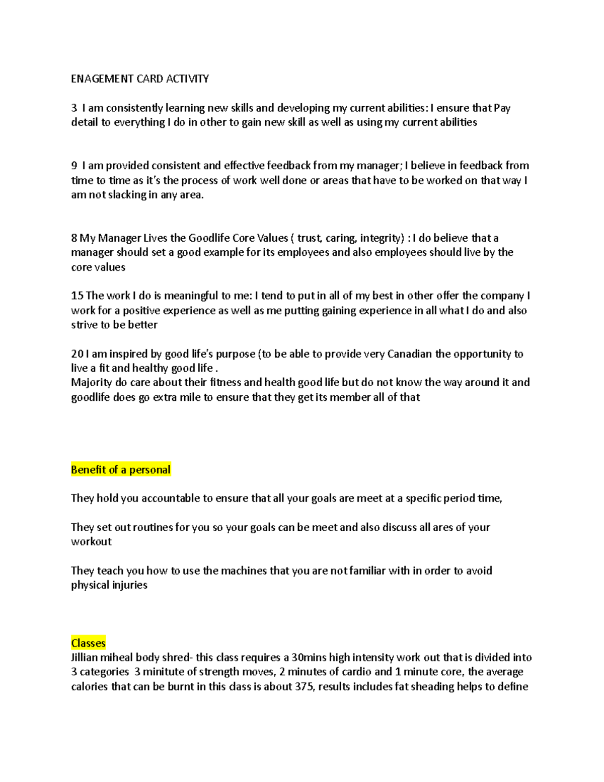 Enagement CARD Activity - ENAGEMENT CARD ACTIVITY 3 I am consistently ...