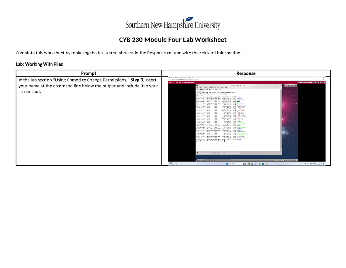 4-2 CYB 230 Assignment - CYB 230 Module Four Lab Worksheet Complete ...