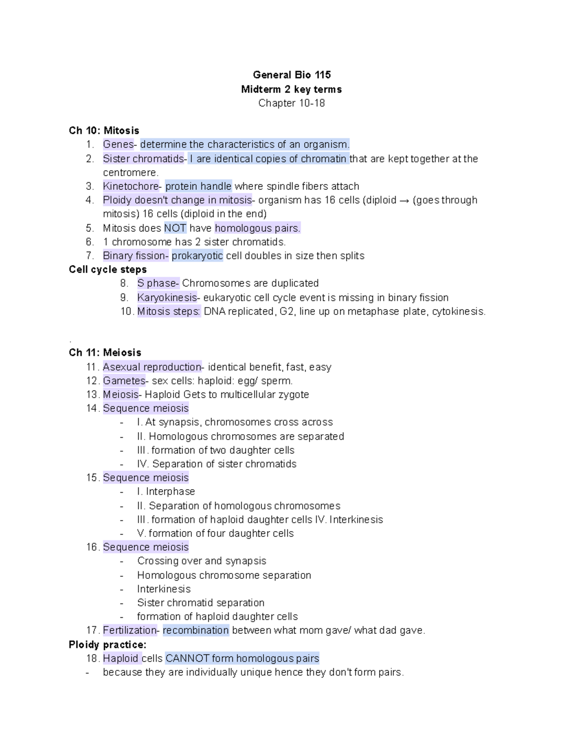 General Bio 115 midterm 2 key terms - General Bio 115 Midterm 2 key ...
