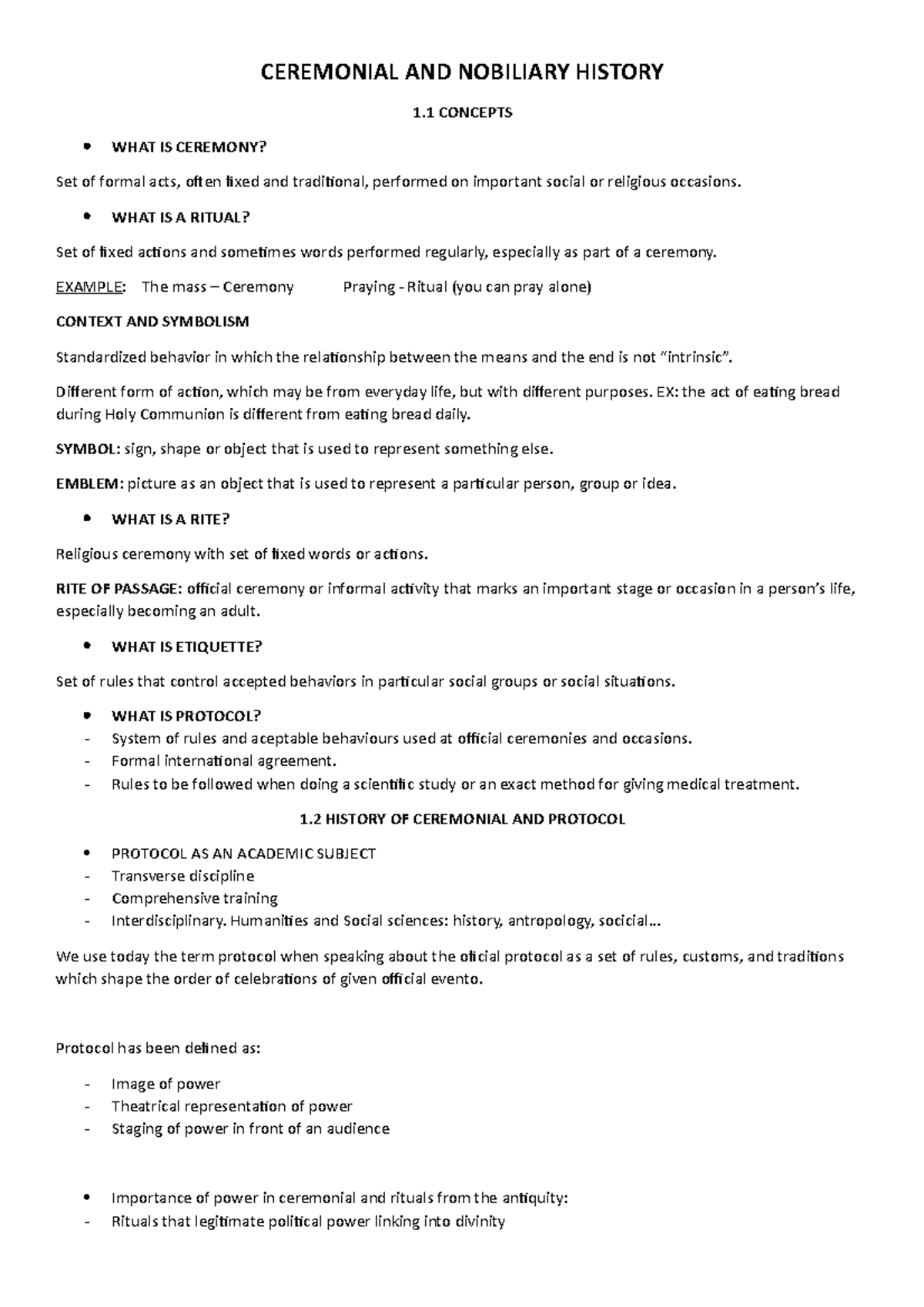 Ceremonial AND Nobiliary History - CEREMONIAL AND NOBILIARY HISTORY 1 ...