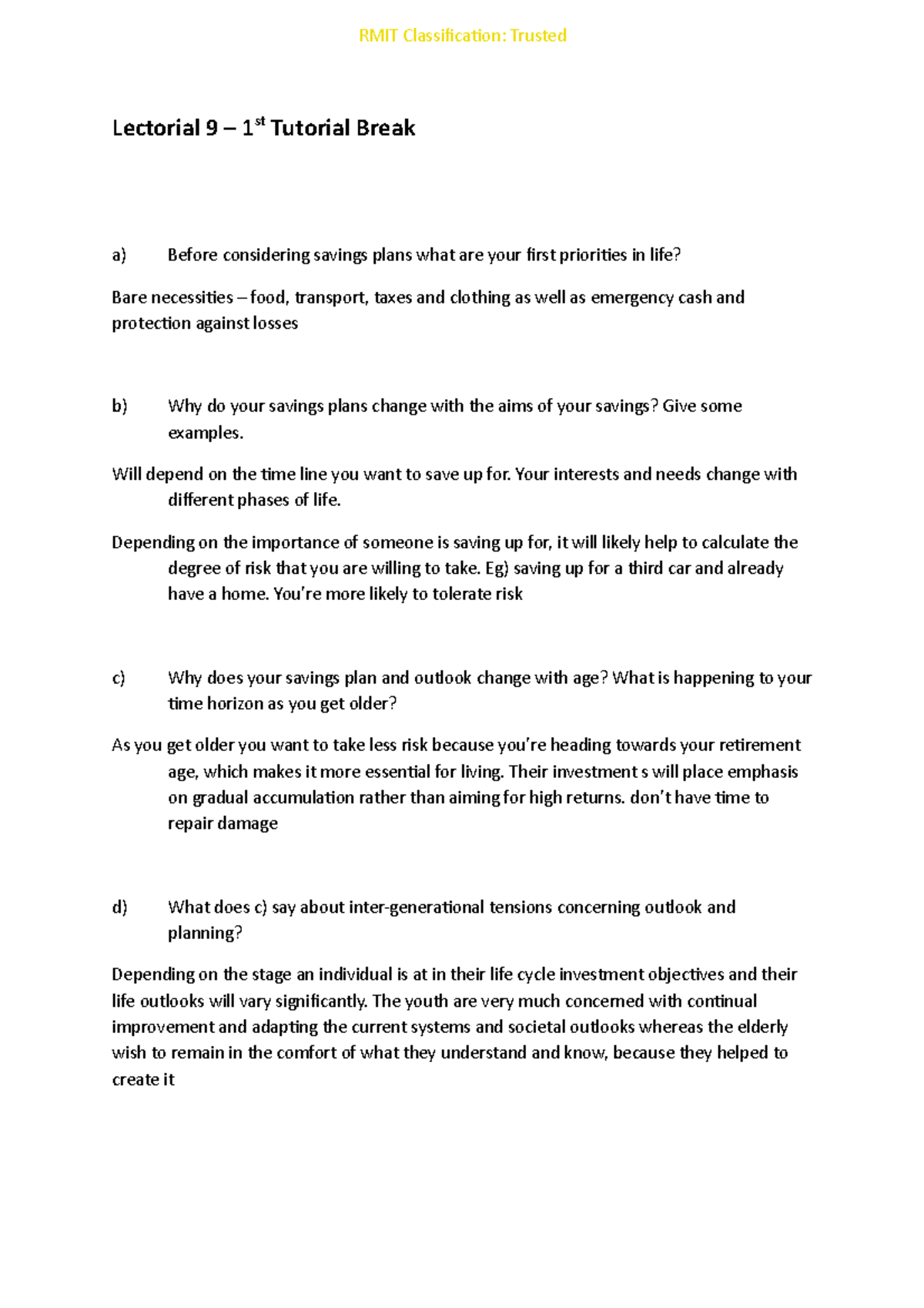 Week 9 Tutorial Questions Sm 2 2020 Rmit Classification Trusted Lectorial 9 1st Tutorial