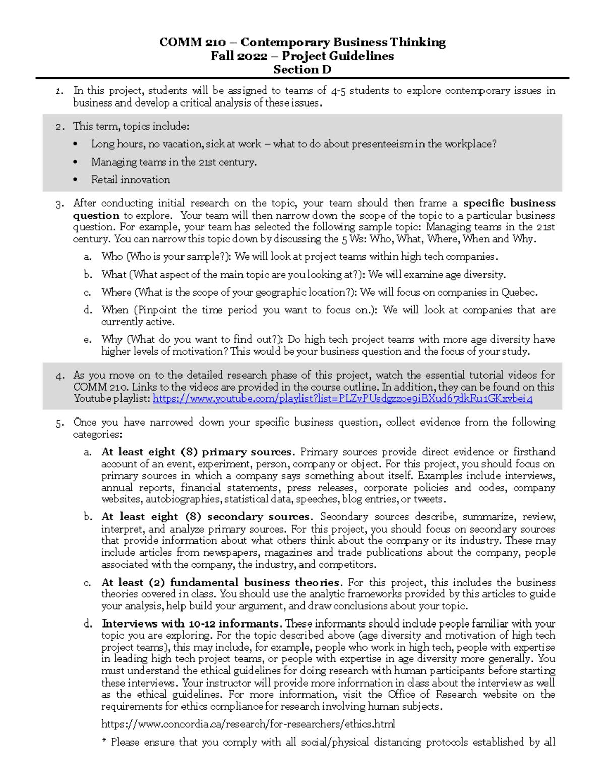 COMM 210 Group Project 2022 Section D Fall - COMM 210 – Contemporary ...