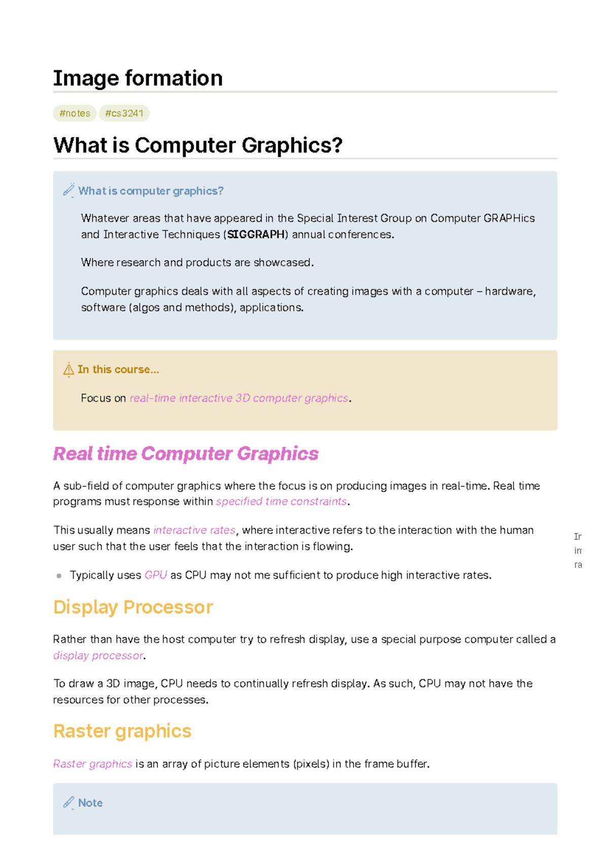 Image formation - Lecture 1 - mage formation #notes #cs What is ...