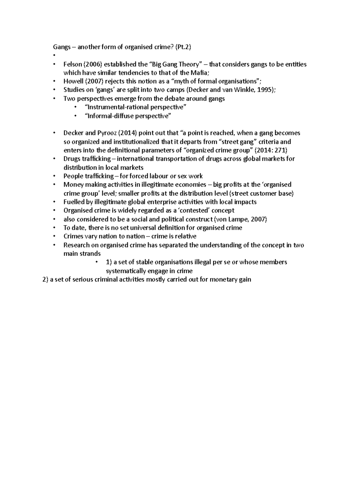 Gangs - notes - CRI5061 - BCU - Studocu