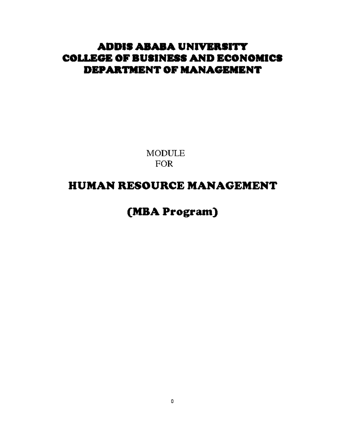 HRM Module HRM Module HRM Module HRM Module - ADDIS ABABA UNIVERSITY COLLEGE OF BUSINESS AND ...