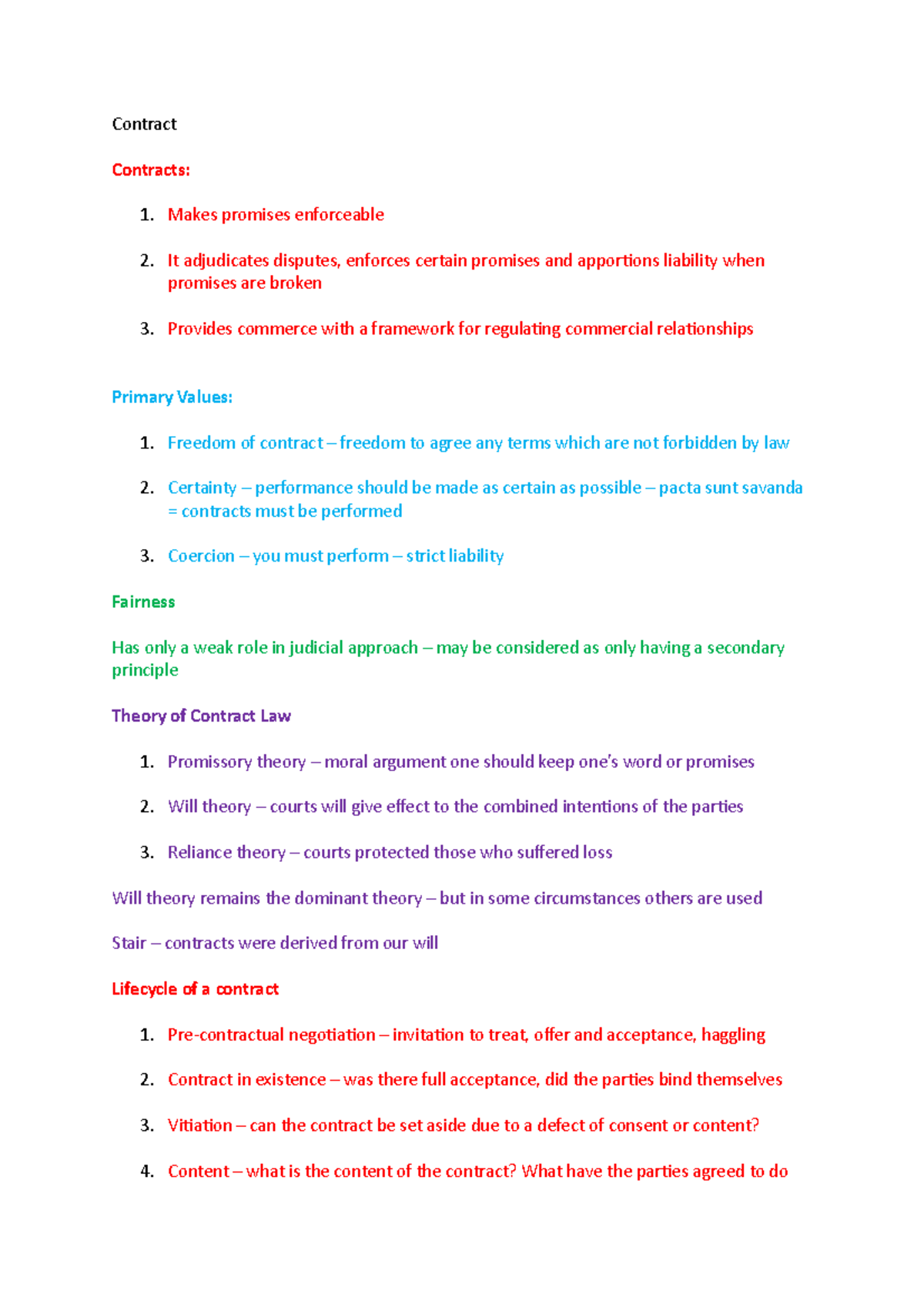 Contract revision - Contract Contracts: 1. Makes promises enforceable 2 ...
