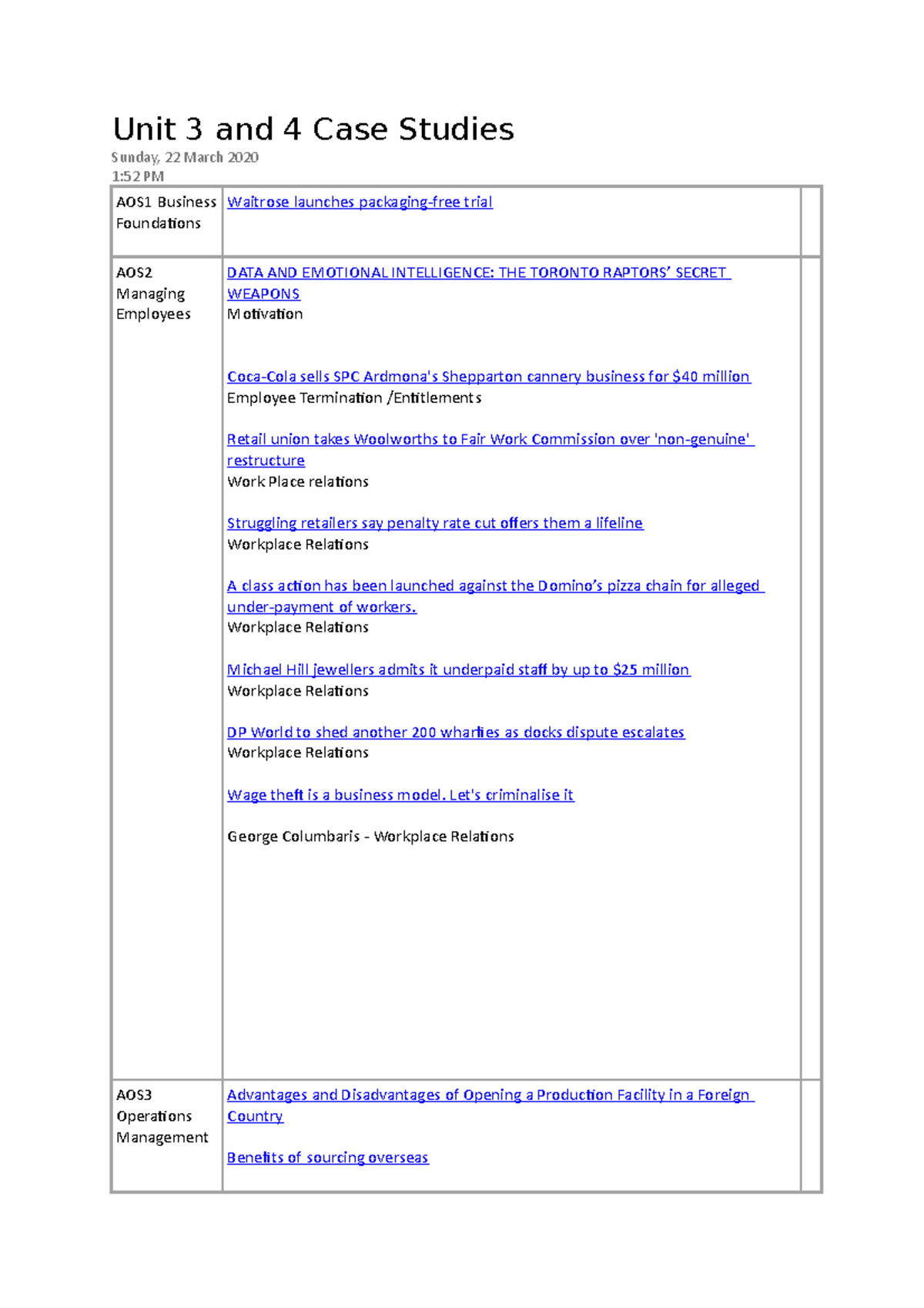 Unit 3 and 4 Case Studies - Studocu