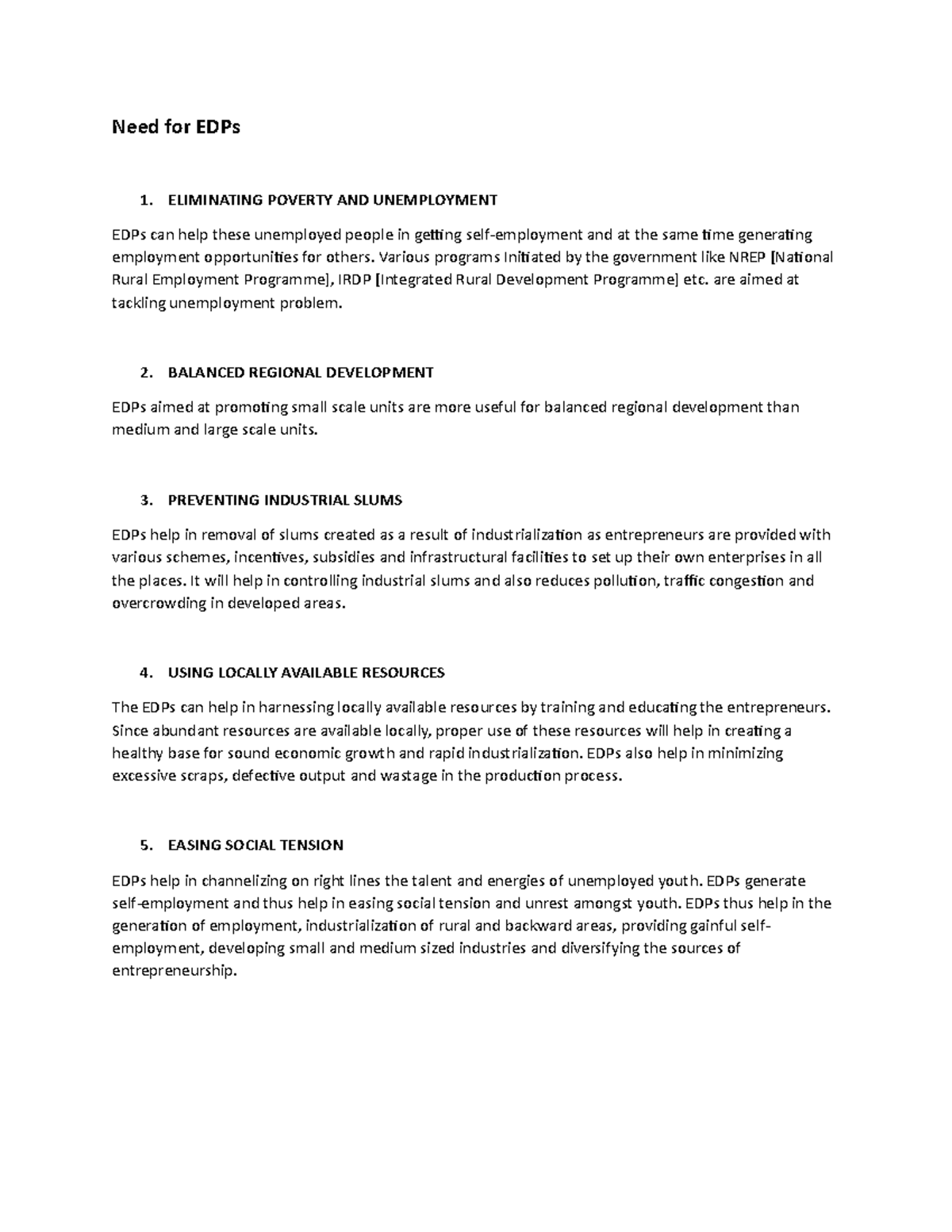 Need of EDPs - Note on the need of EDPs in points - Need for EDPs 1 ...