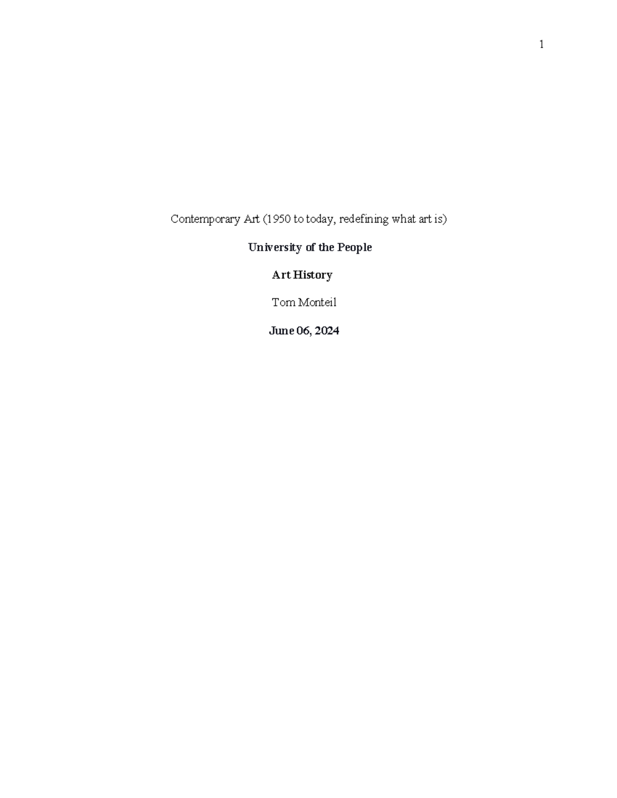 ART History learning journal 8 - 1 Contemporary Art (1950 to today ...