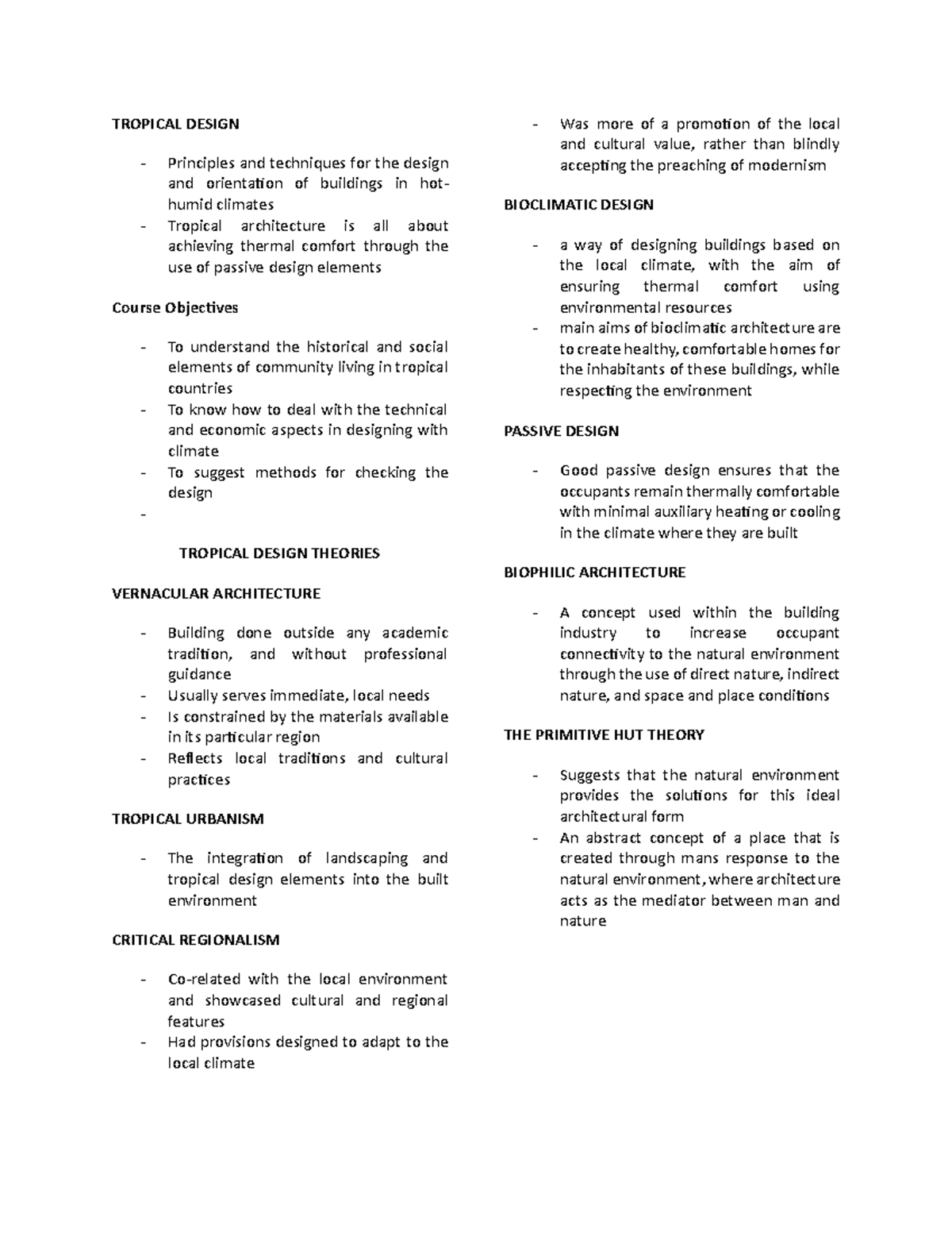 Departmental Exam Reviewer - TROPICAL DESIGN Principles and techniques ...