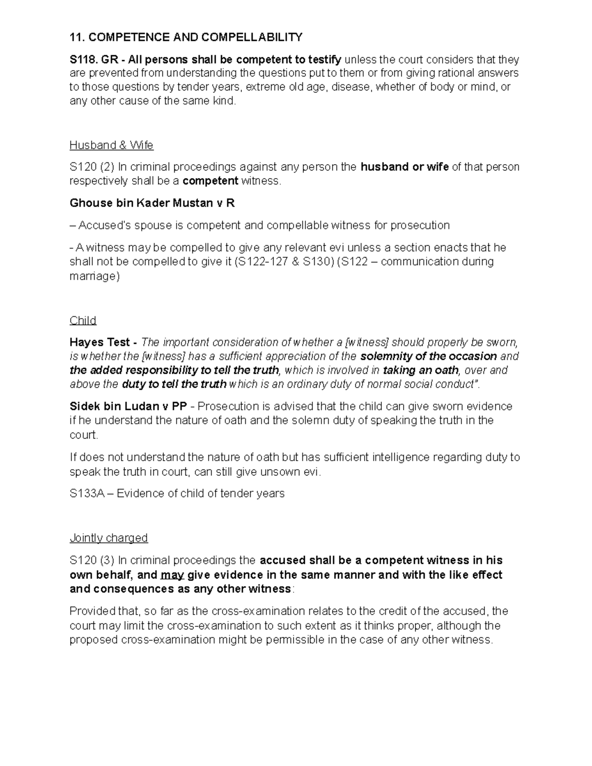 11 Competence and Compellability - 11. COMPETENCE AND COMPELLABILITY ...