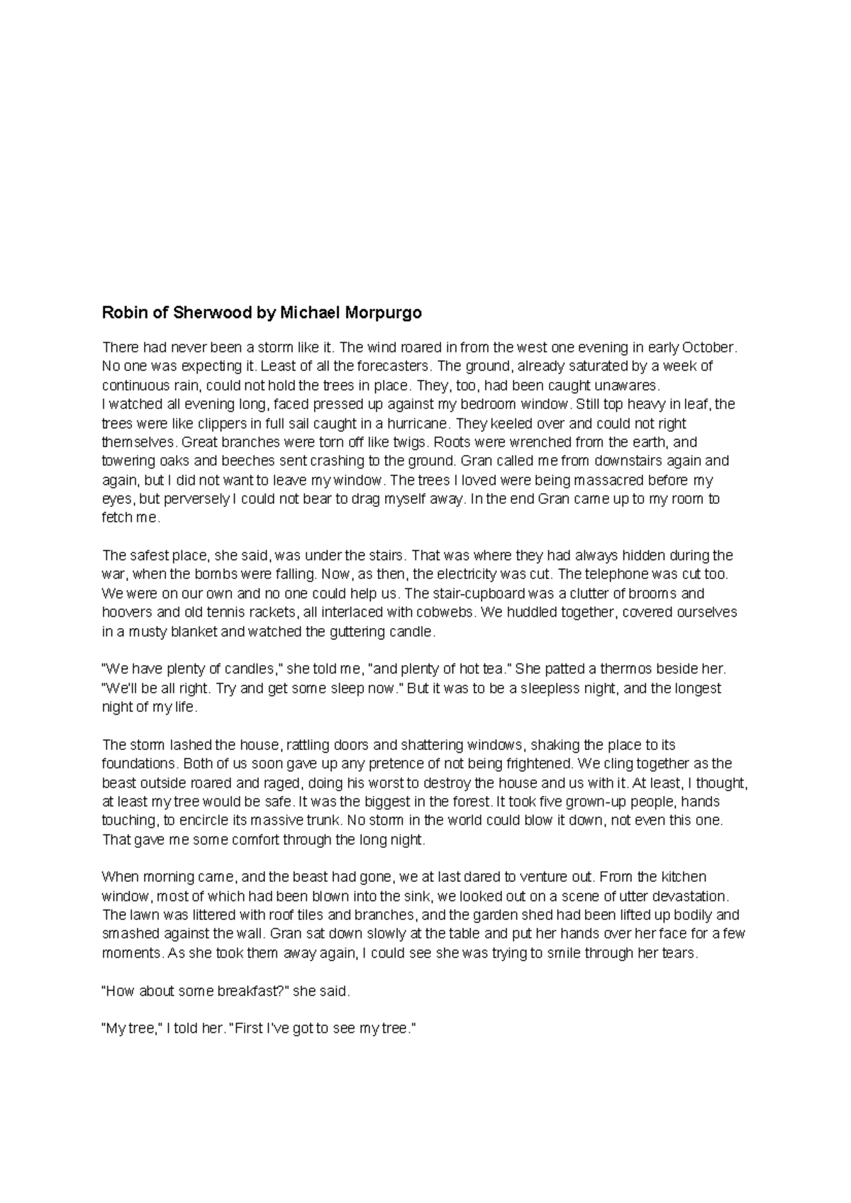 English-Comprehension Paper EAL - Year 7 entry - 30 minutes Robin of ...