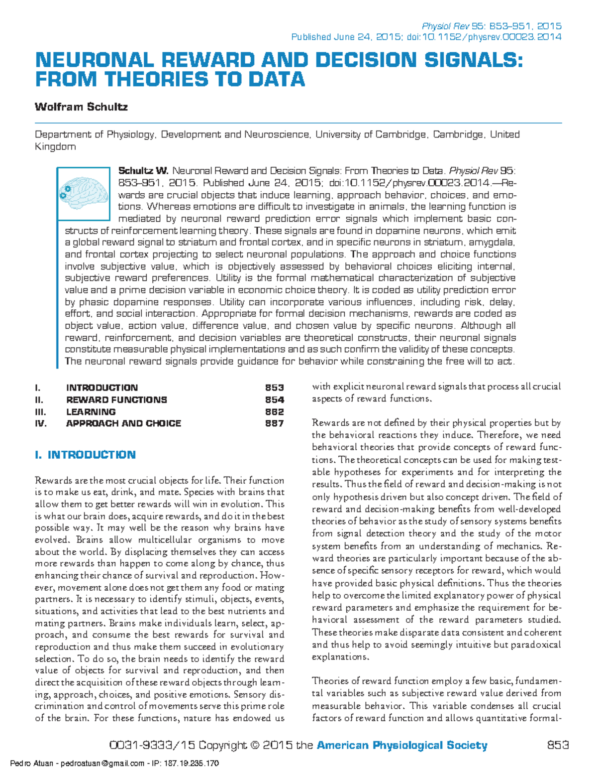 Neuronal Reward AND Decision Signals- FROM Theories TO DATA - NEURONAL ...