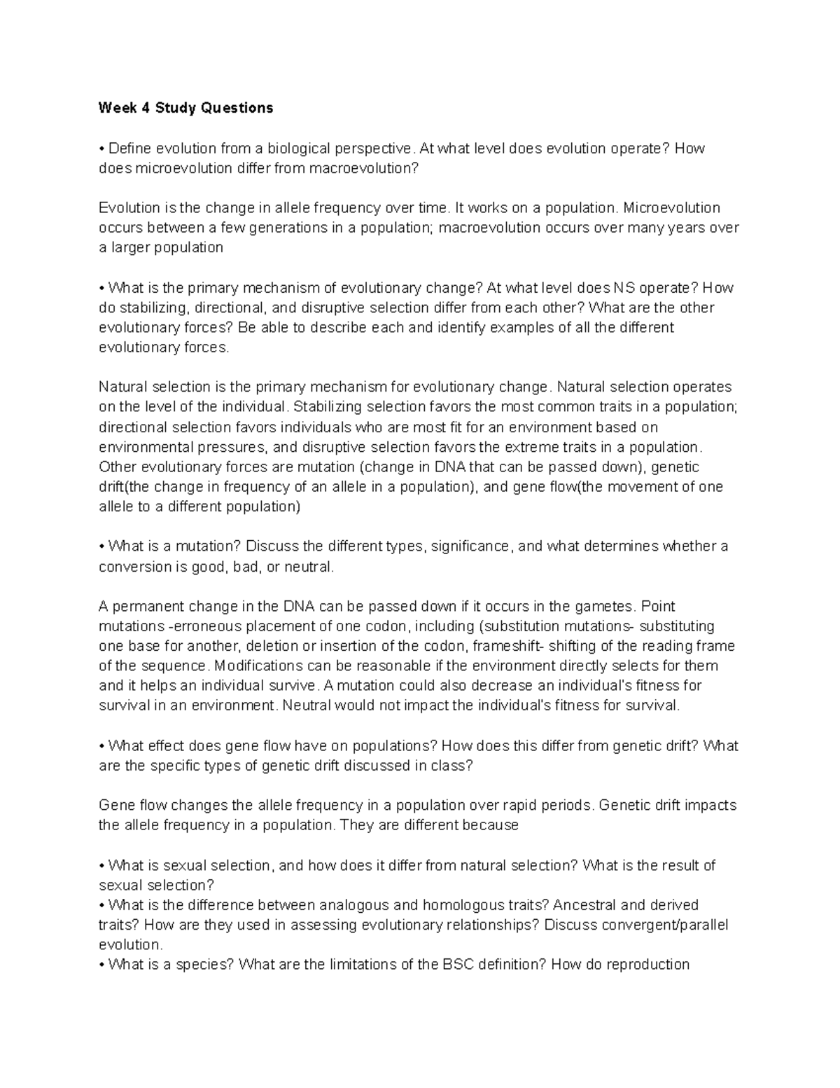 Week 4 Study Questions - Fall 2022 Semester, taught by Professor Paula ...