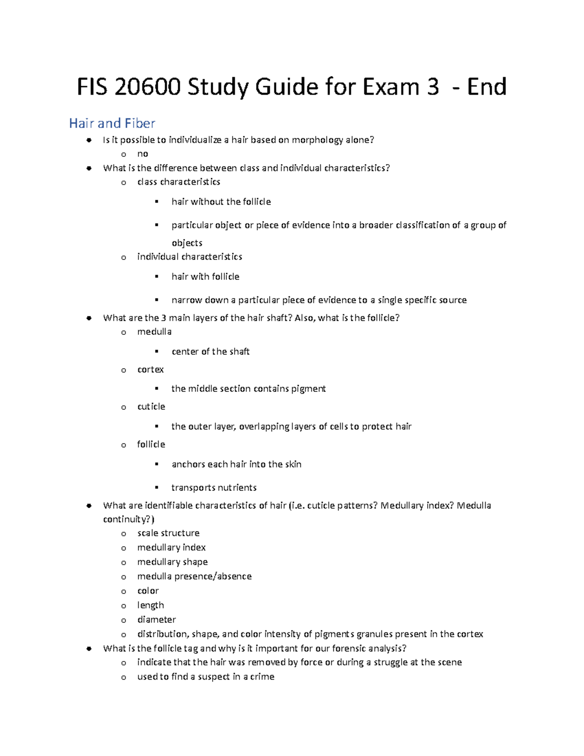 Copy of FIS 20600 Study Guide Exam 3 - End - FIS 20600 Study Guide for ...