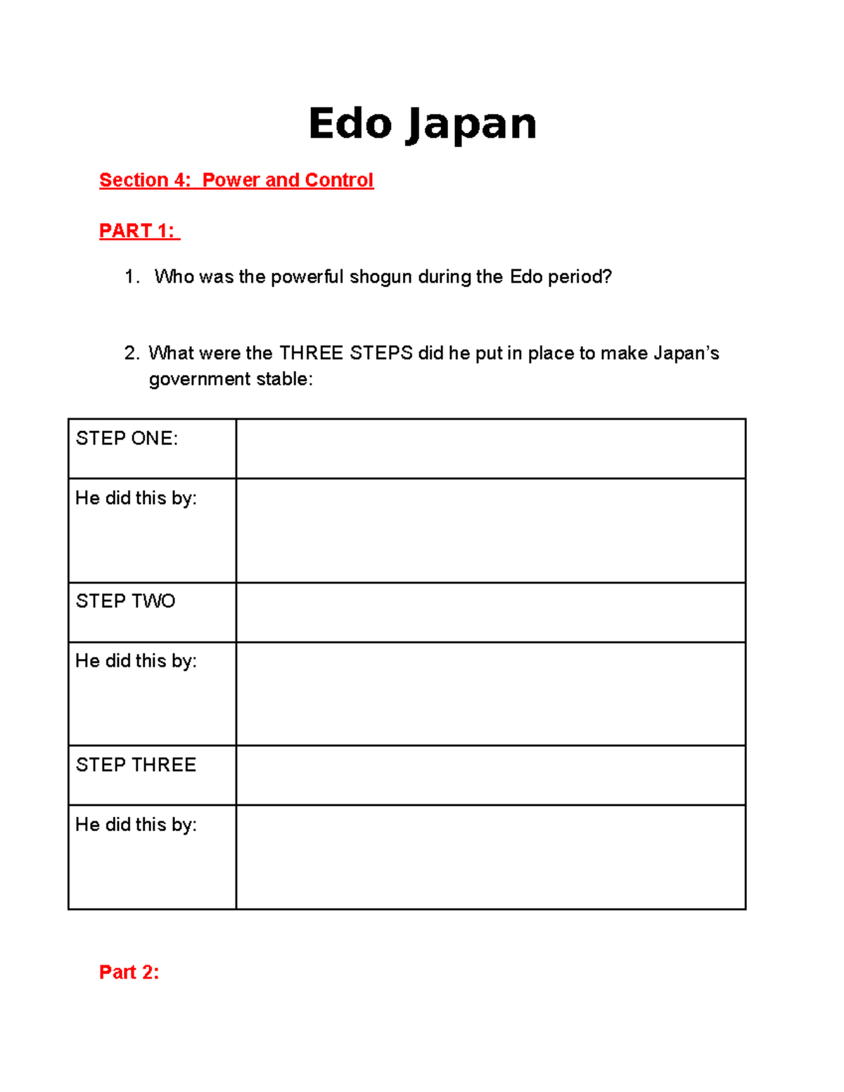 Section 4 Power and Control - Edo Japan Section 4: Power and Control ...