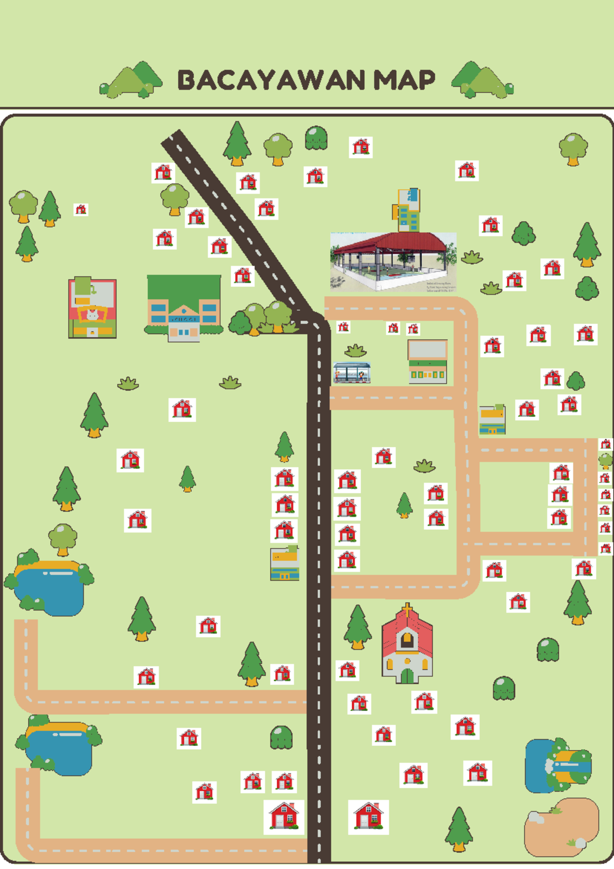 Green and White Illustrated Fun English Map and Directions Educational ...