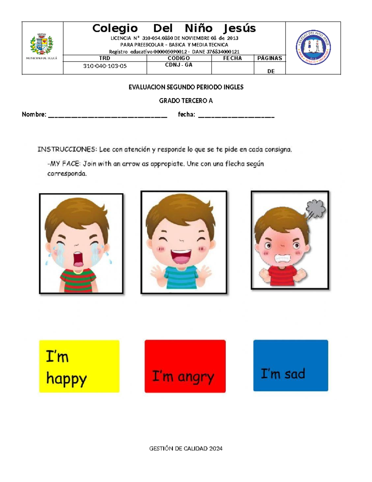 Ingles 3A Inclusion - ingles - Colegio Del Niño Jesús LICENCIA Nº 310 ...