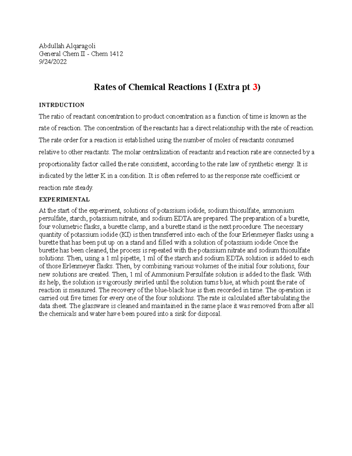 Post lab report 3 template - Abdullah Alqaragoli General Chem II - Chem ...