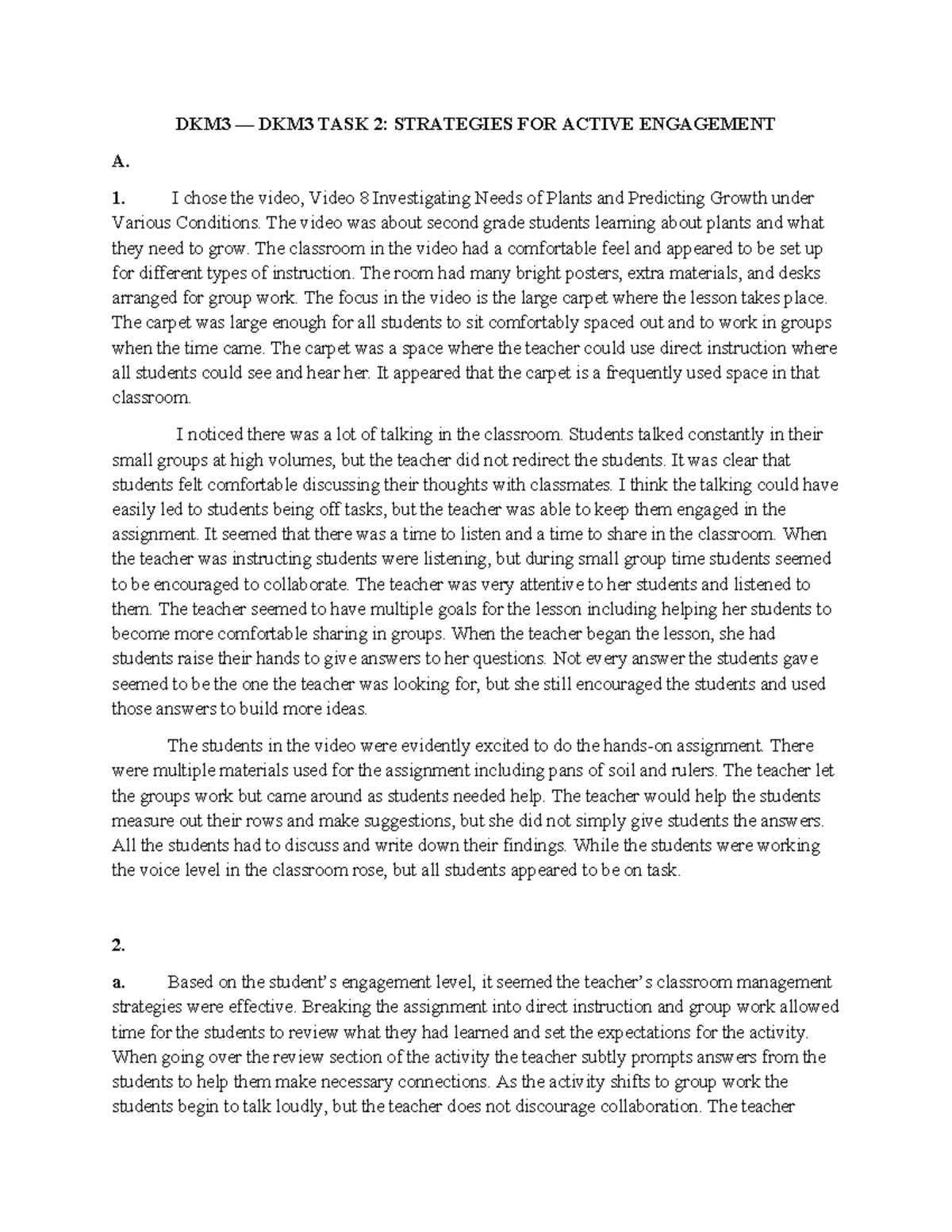 DKM3 DKM3 TASK 2 Strategies FOR Active Engagement - DKM3 — DKM3 TASK 2 ...