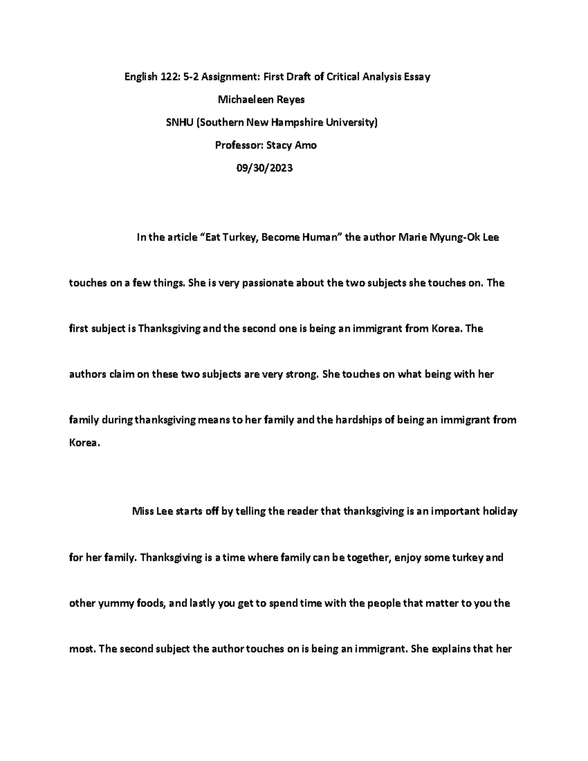 5-2 Assignment - She is very passionate about the two subjects she ...