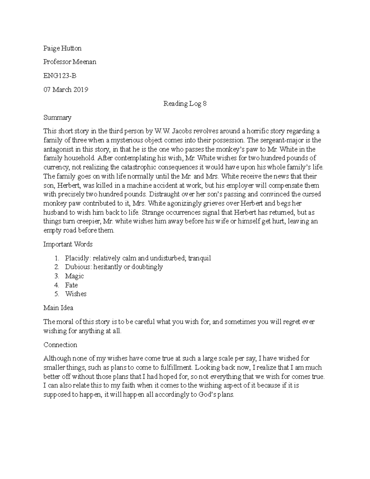 ENG123 Reading Log 8 - Paige Hutton Professor Meenan ENG123-B 07 March ...