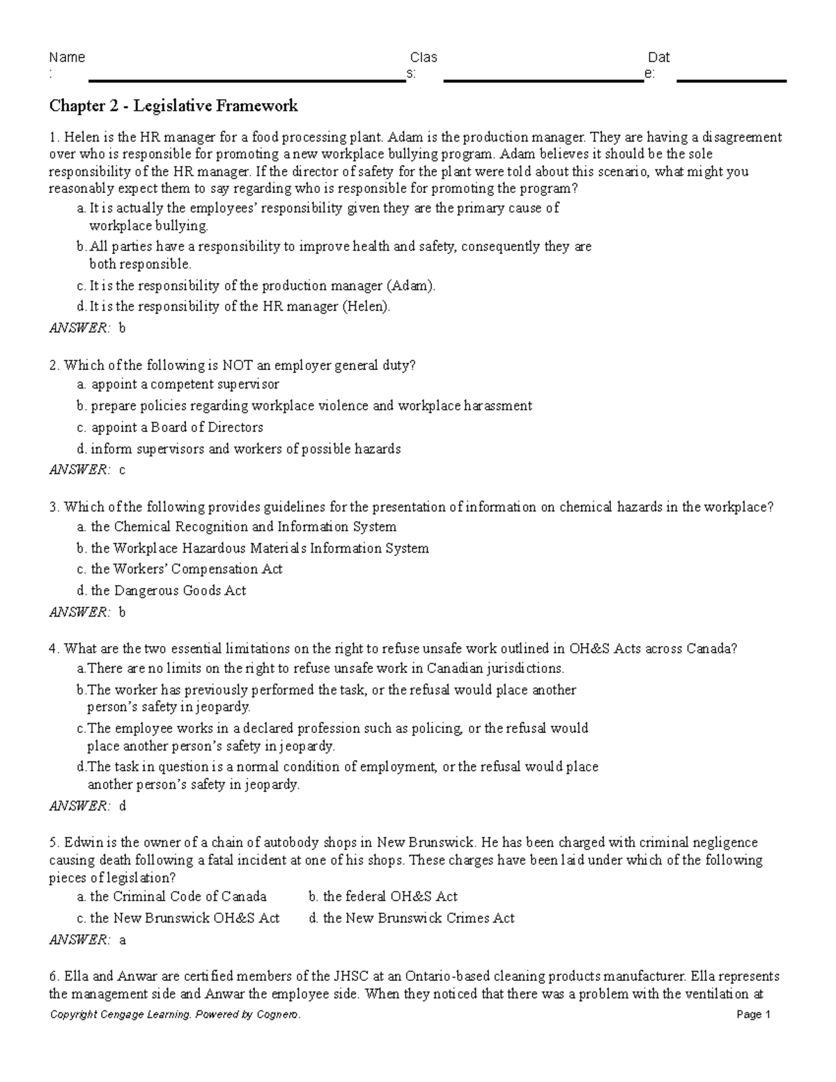 Legislative Framework for Workplace Safety and Health - Studocu
