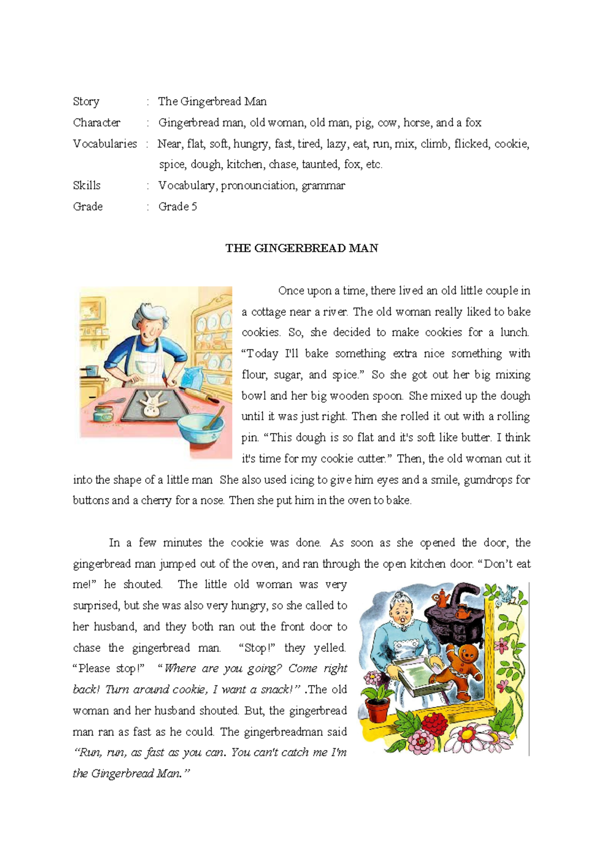 THE Gingerbreadman - Story : The Gingerbread Man Character ...