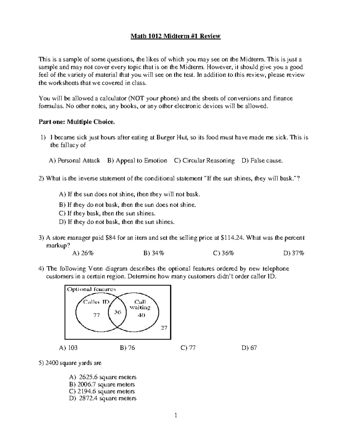 Math 1012 Midterm 1 Review - Math 1012 Midterm #1 Review This is a ...