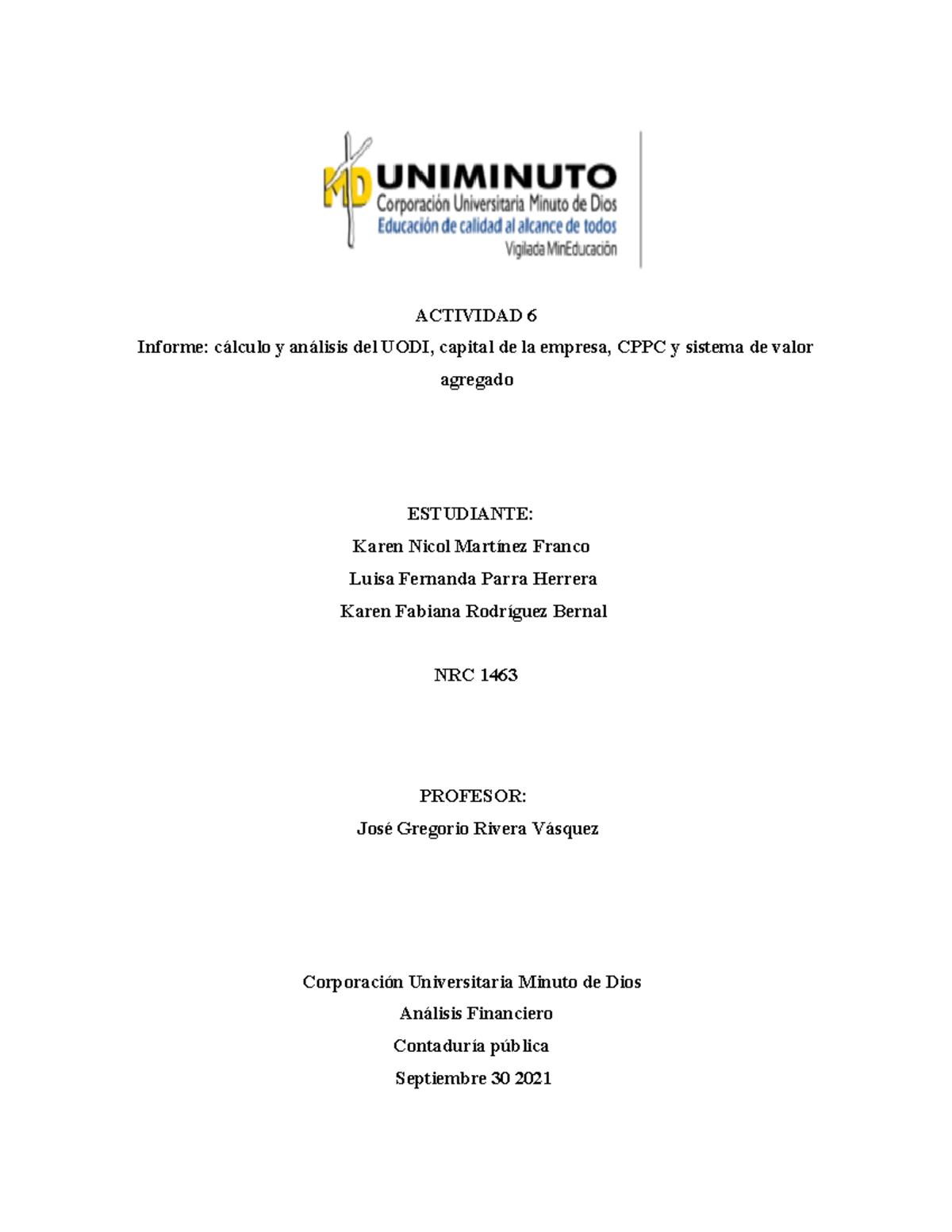 Actividad 6 Informe - ACTIVIDAD 6 Informe: cálculo y análisis del UODI ...