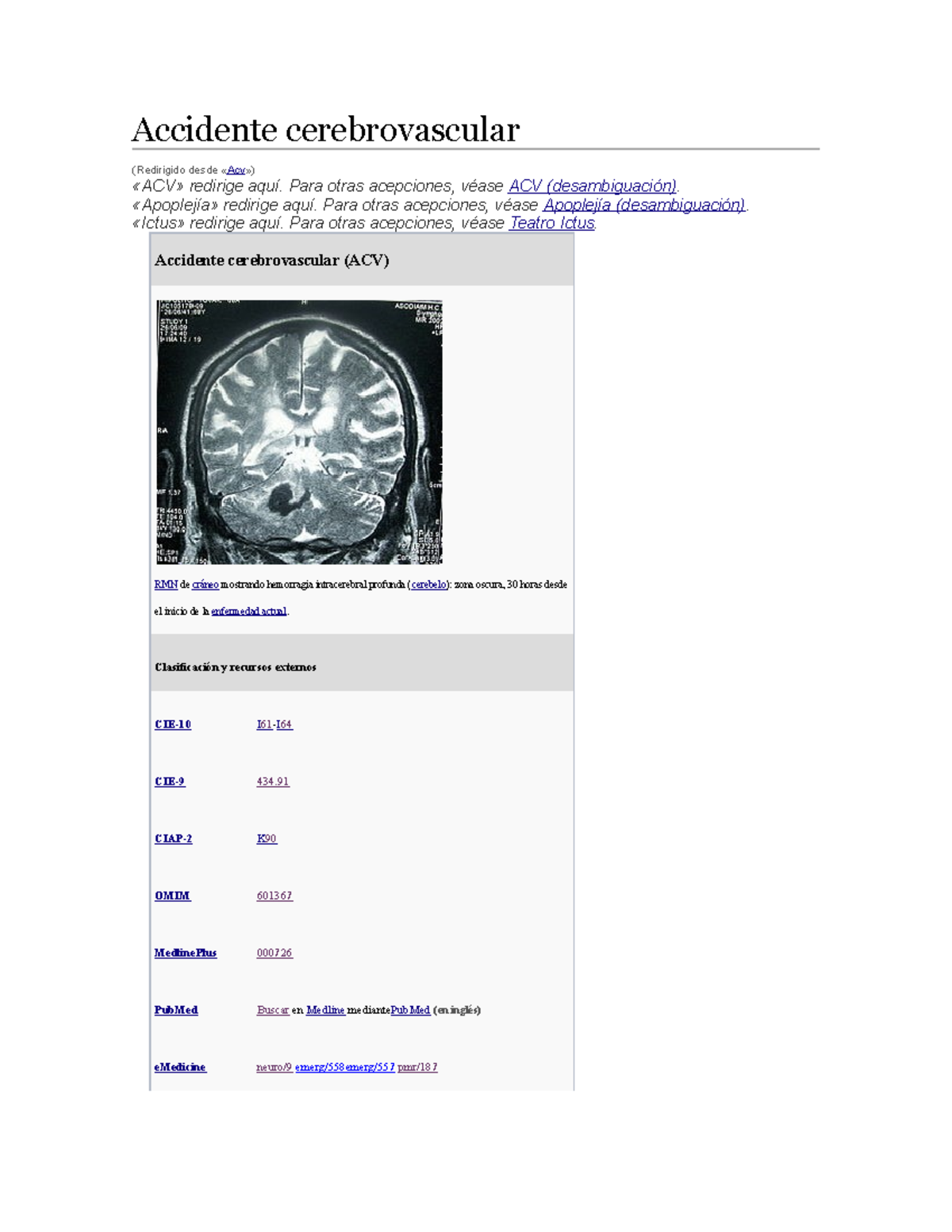 Accidente cerebrovascular - Accidente cerebrovascular (Redirigido desde ...