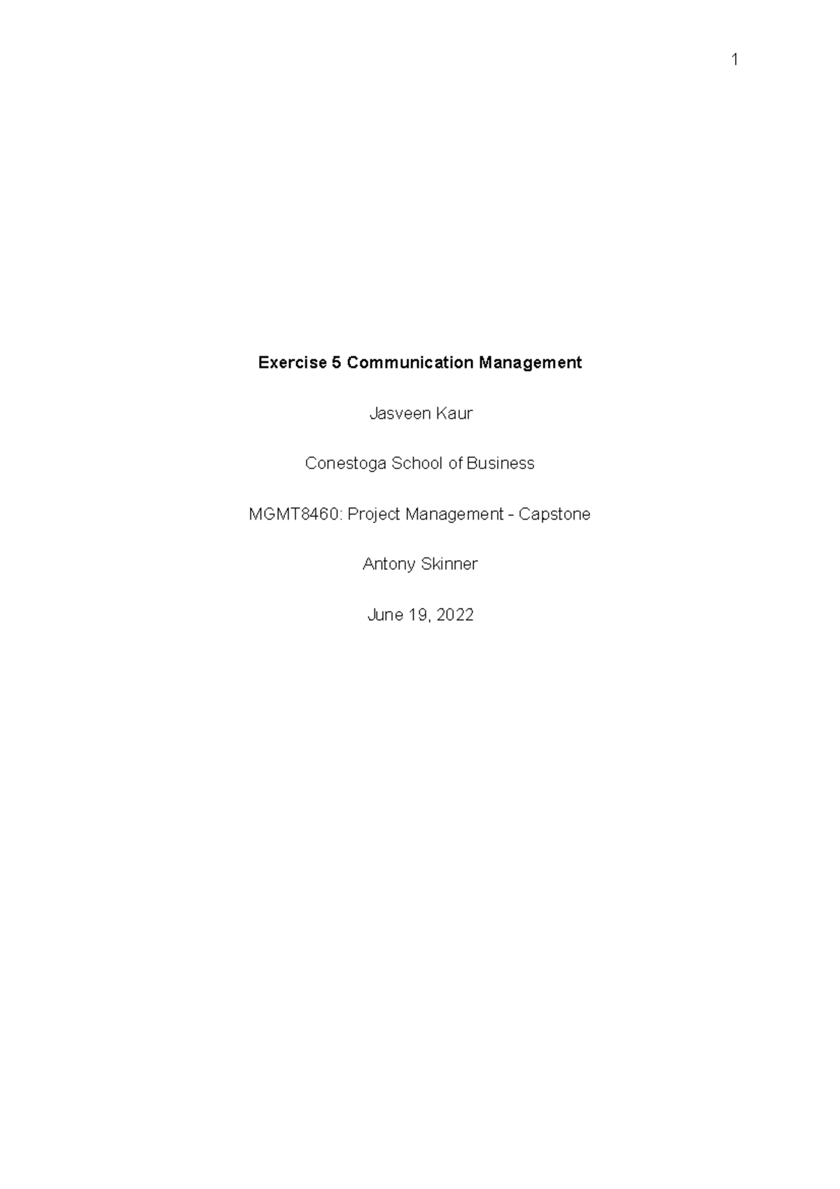 Exercise 5 Communication Management - Exercise 5 Communication ...