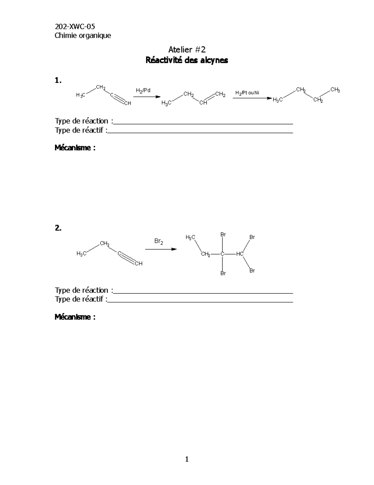 Atelier 2 reactivite des al - Chimie organique Atelier Réactivité des ...