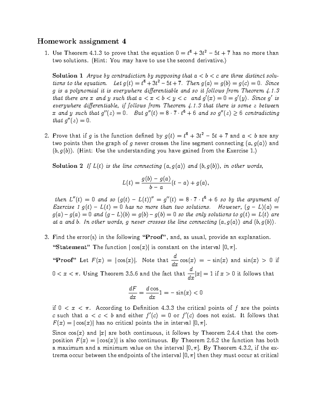 Homework-4-2021 - Math Assignemnt - Homework assignment 4 Use Theorem 4.1 to prove that the ...