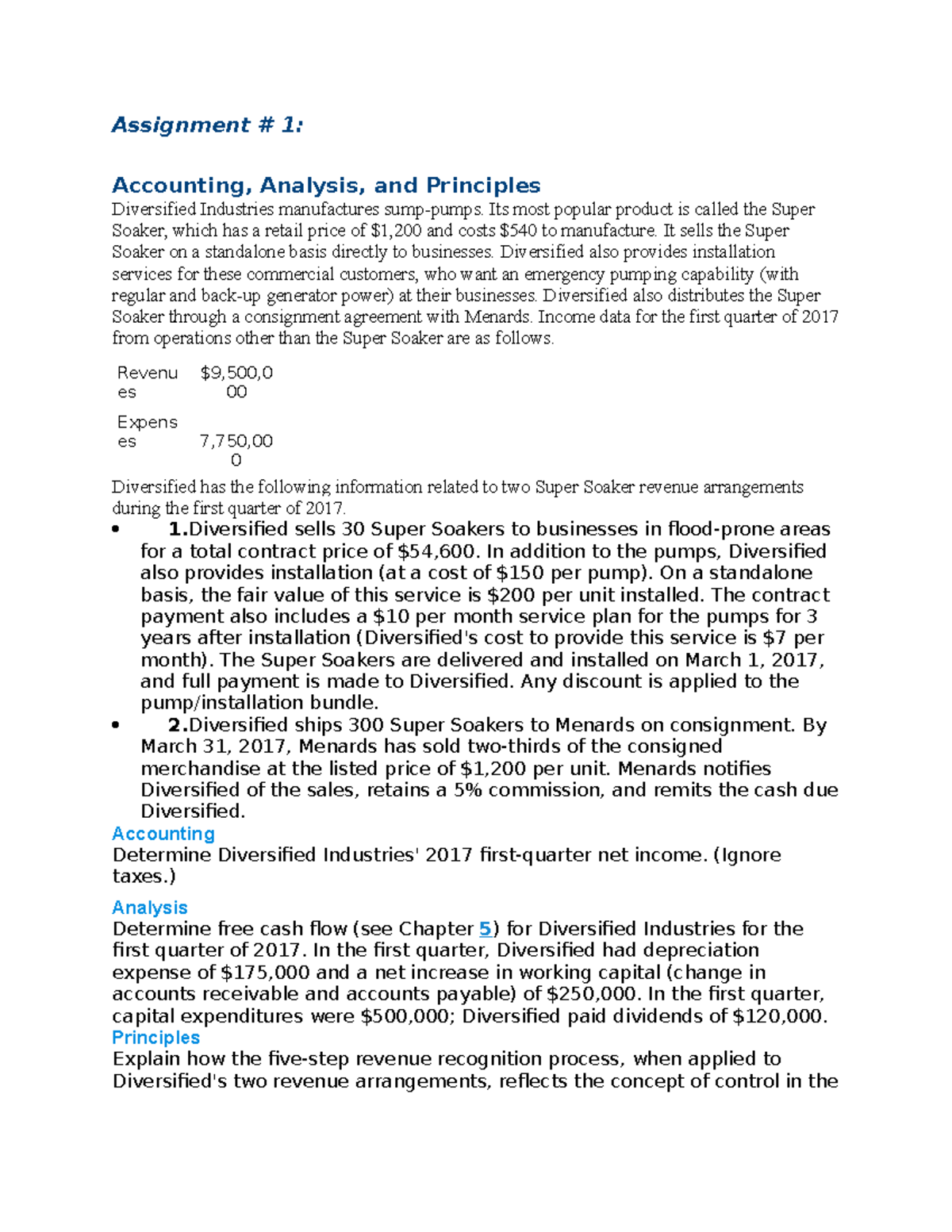 Assignments - Assignment - Assignment # 1: Accounting, Analysis, and ...