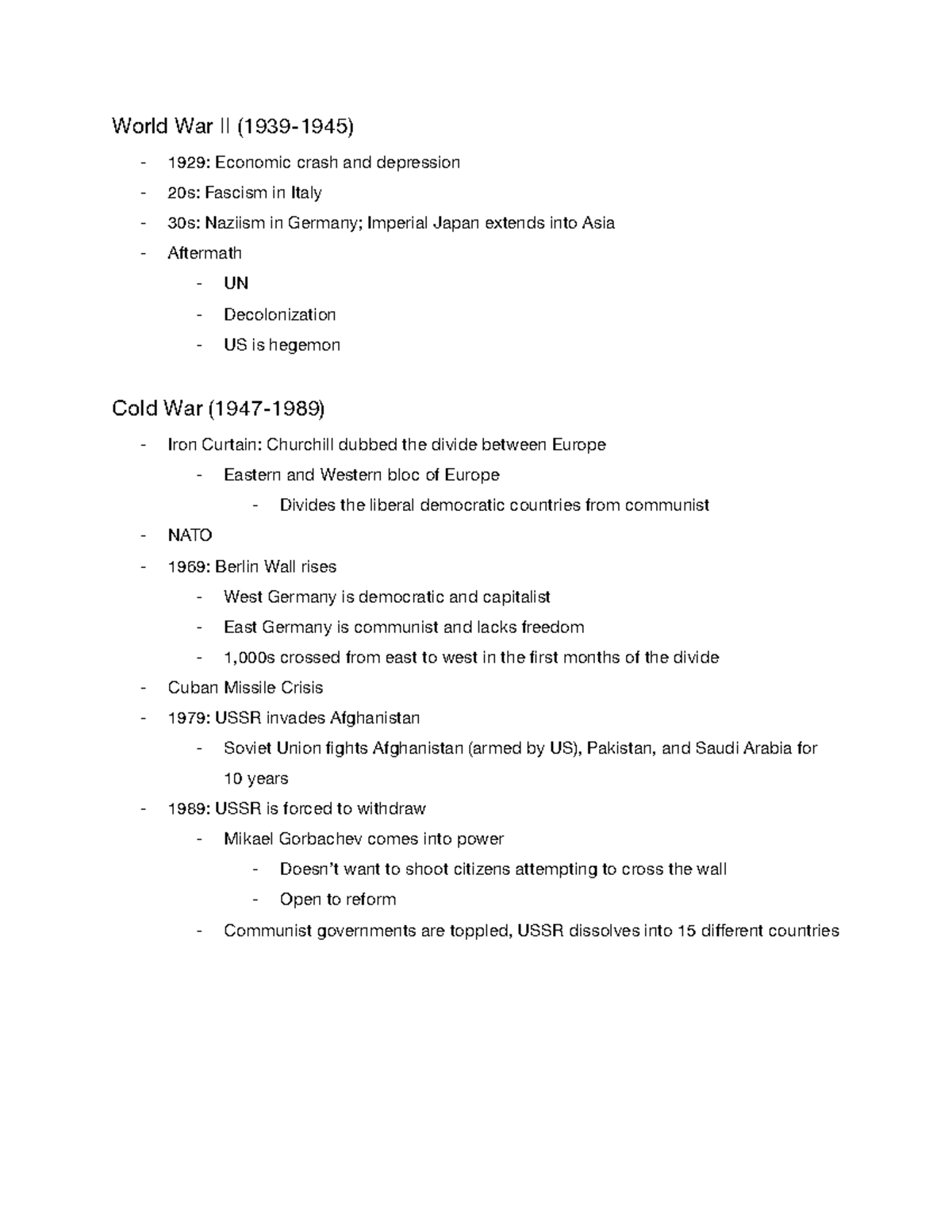 Day 1 - PLSC 101 - Intro notes - World War II (1939-1945) 1929 ...