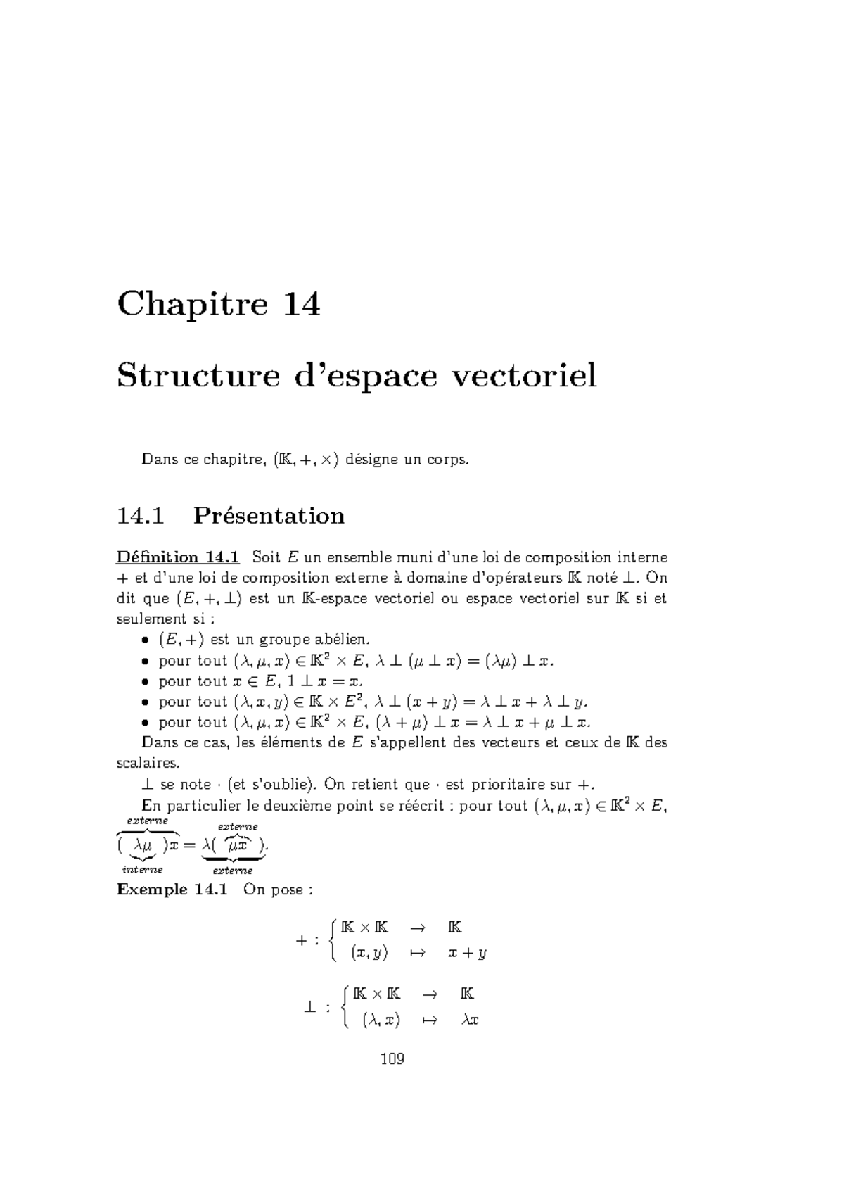 Maths mpsi-43 - Chapitre 14 Structure d’espace vectoriel Dans ce ...