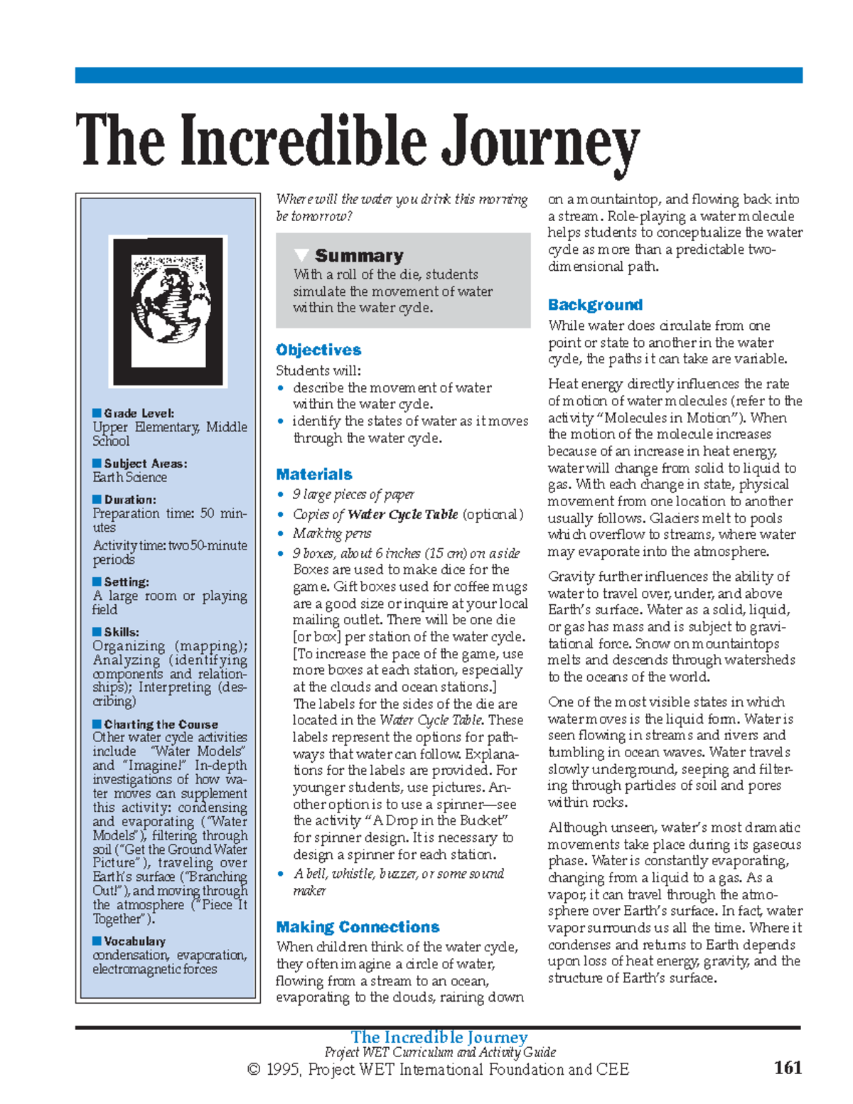 Sample activity - Environment - Project WET Curriculum and Activity ...