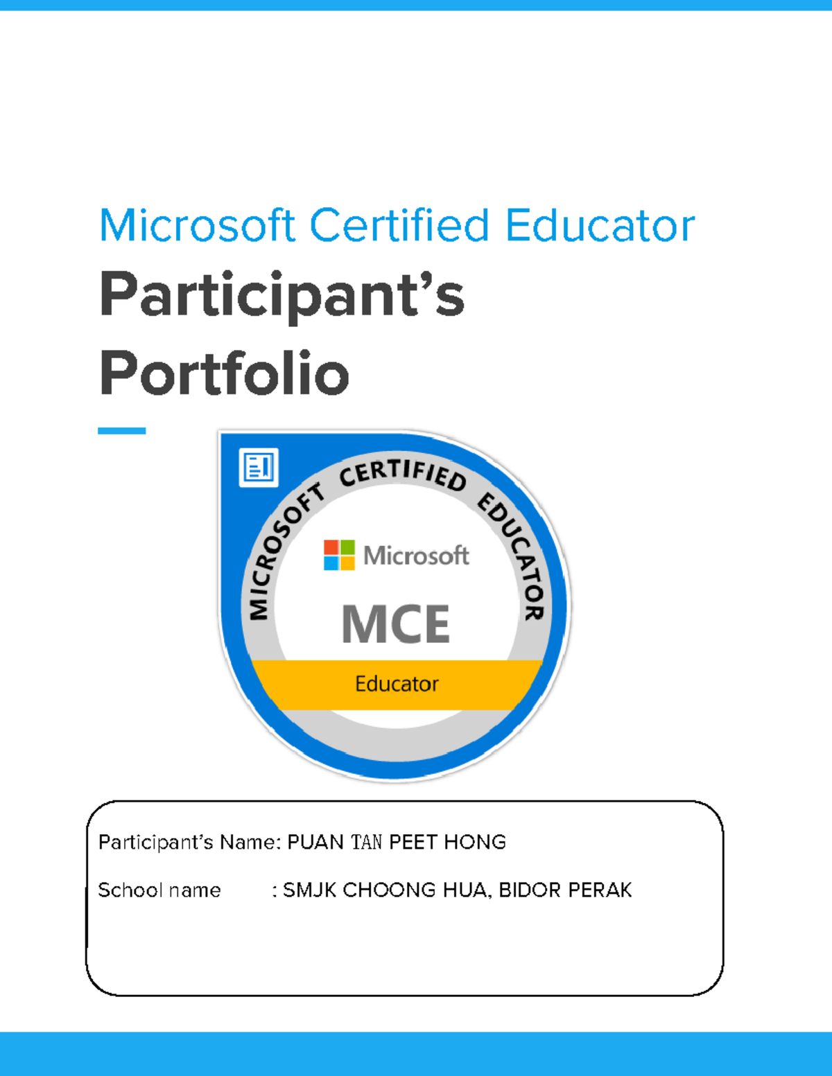 Rubric MCE - sasa - Bahasa Melayu - Microsoft Certified Educator Participant’s Portfolio - Studocu