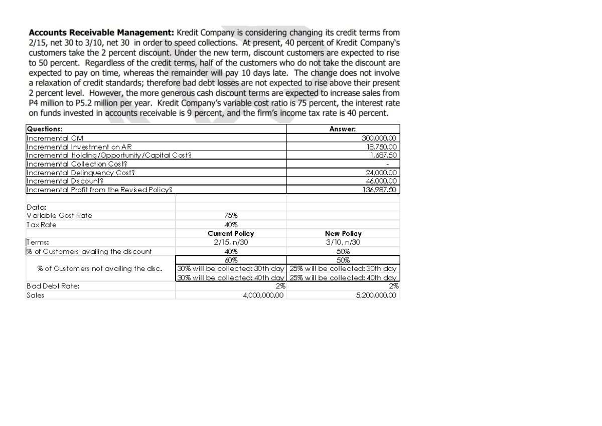MAS 06-09 Working Capital Management Part 1 AR Management Example ...