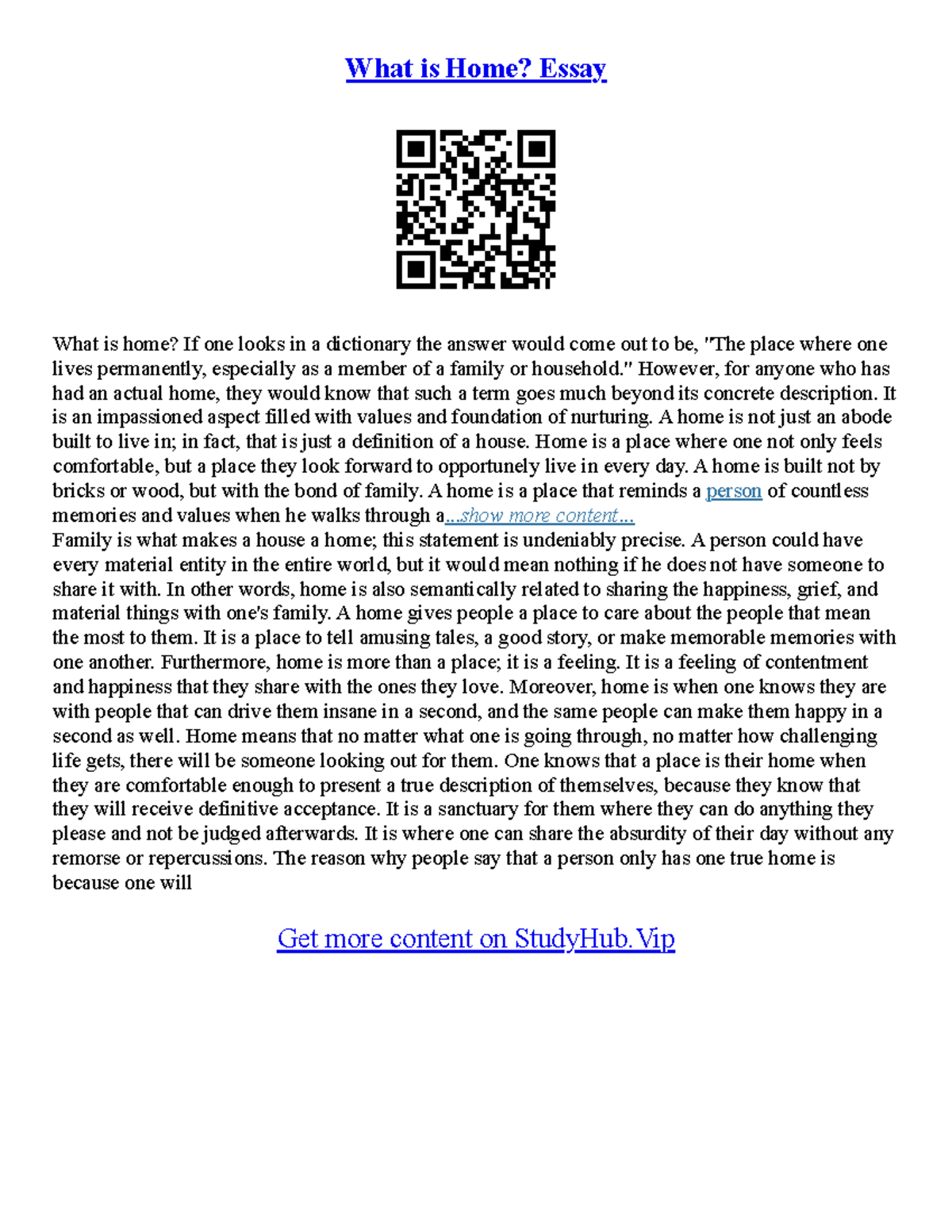 What Is Essay What Is Essay - What is Home? Essay What is home? If one ...