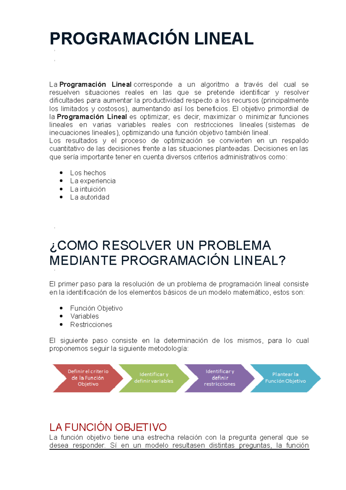 Ejemplo de Aplicacion Programacion Linea - PROGRAMACIÓN LINEAL La ...