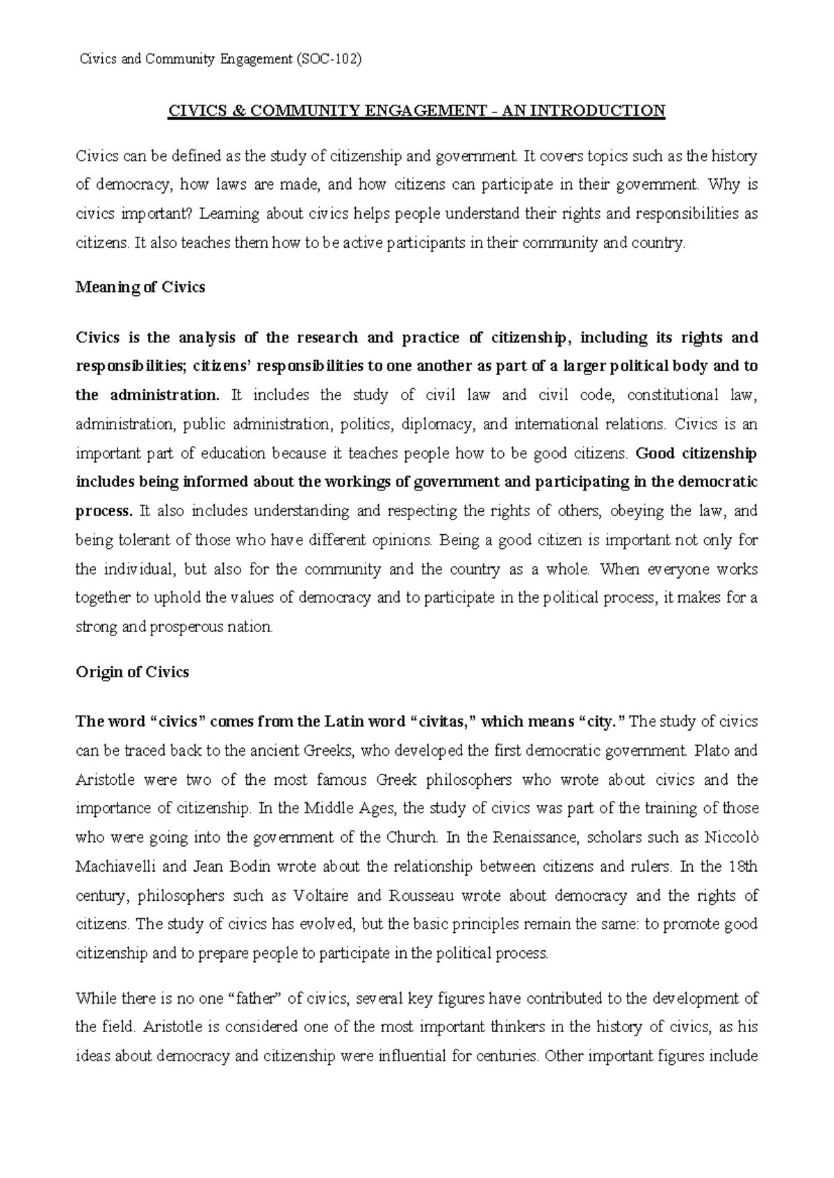 Civics & Community Engagement Intro - CIVICS & COMMUNITY ENGAGEMENT ...